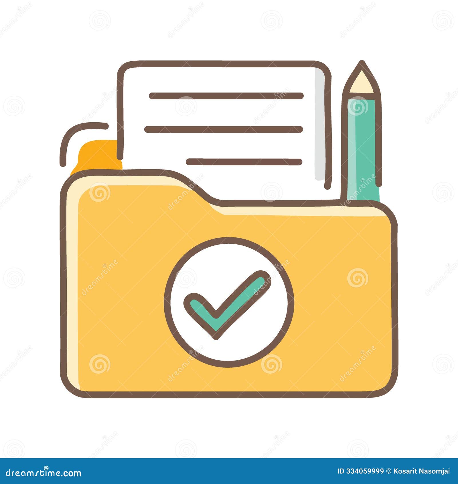 Completed File Icon. Yellow Folder with a Check Mark, Representing a ...