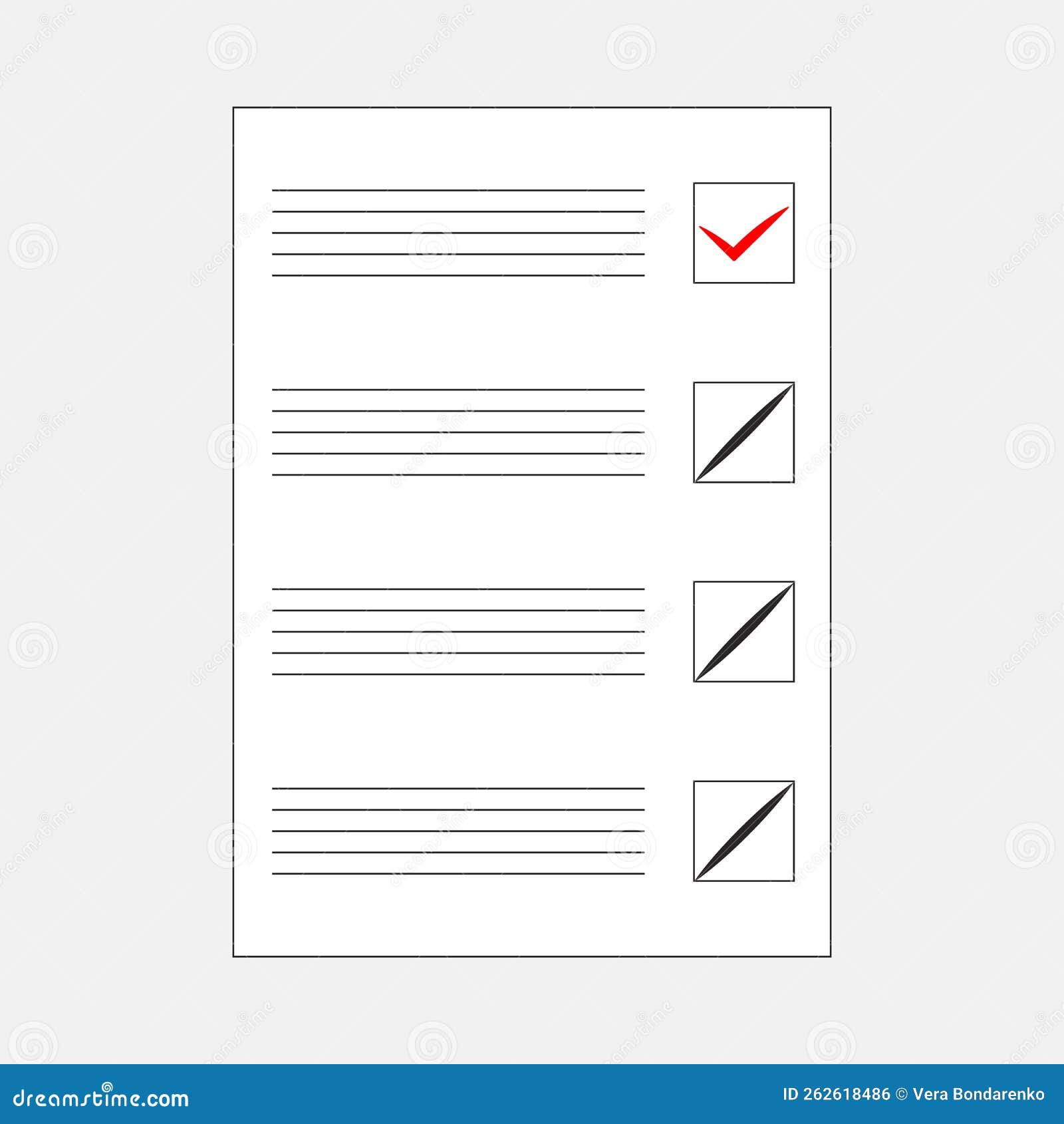 Completed Form or Ballot for Voting or Testing Stock Vector ...