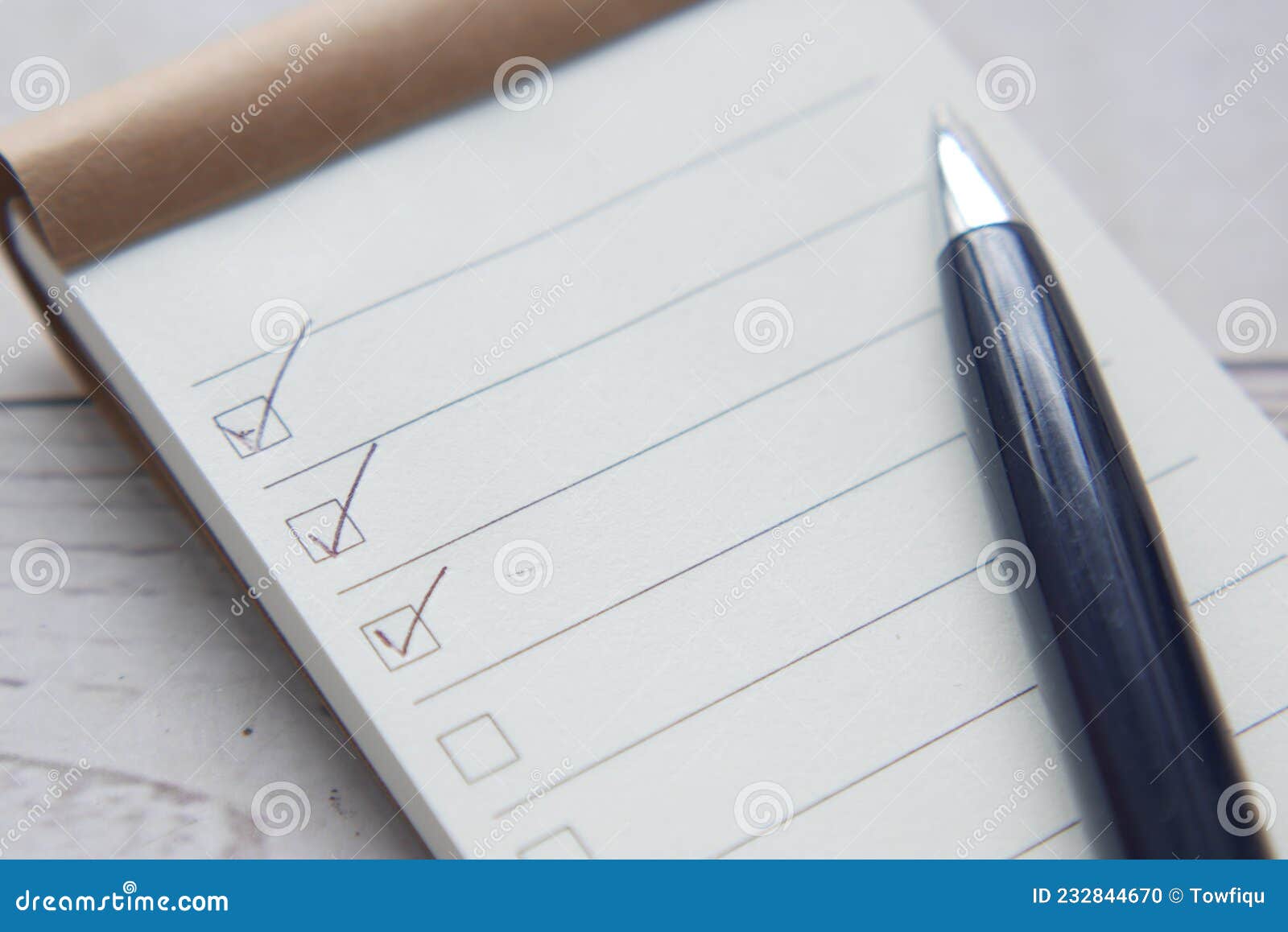 Completed Items with Checkboxes on a White Background. Place for Your ...
