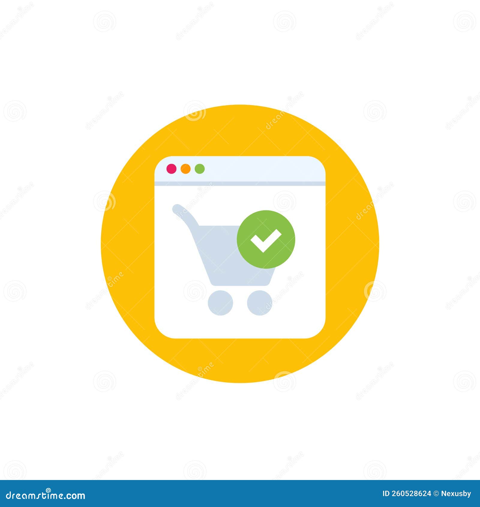 Completed Order Icon with Shopping Cart, Vector Stock Vector ...