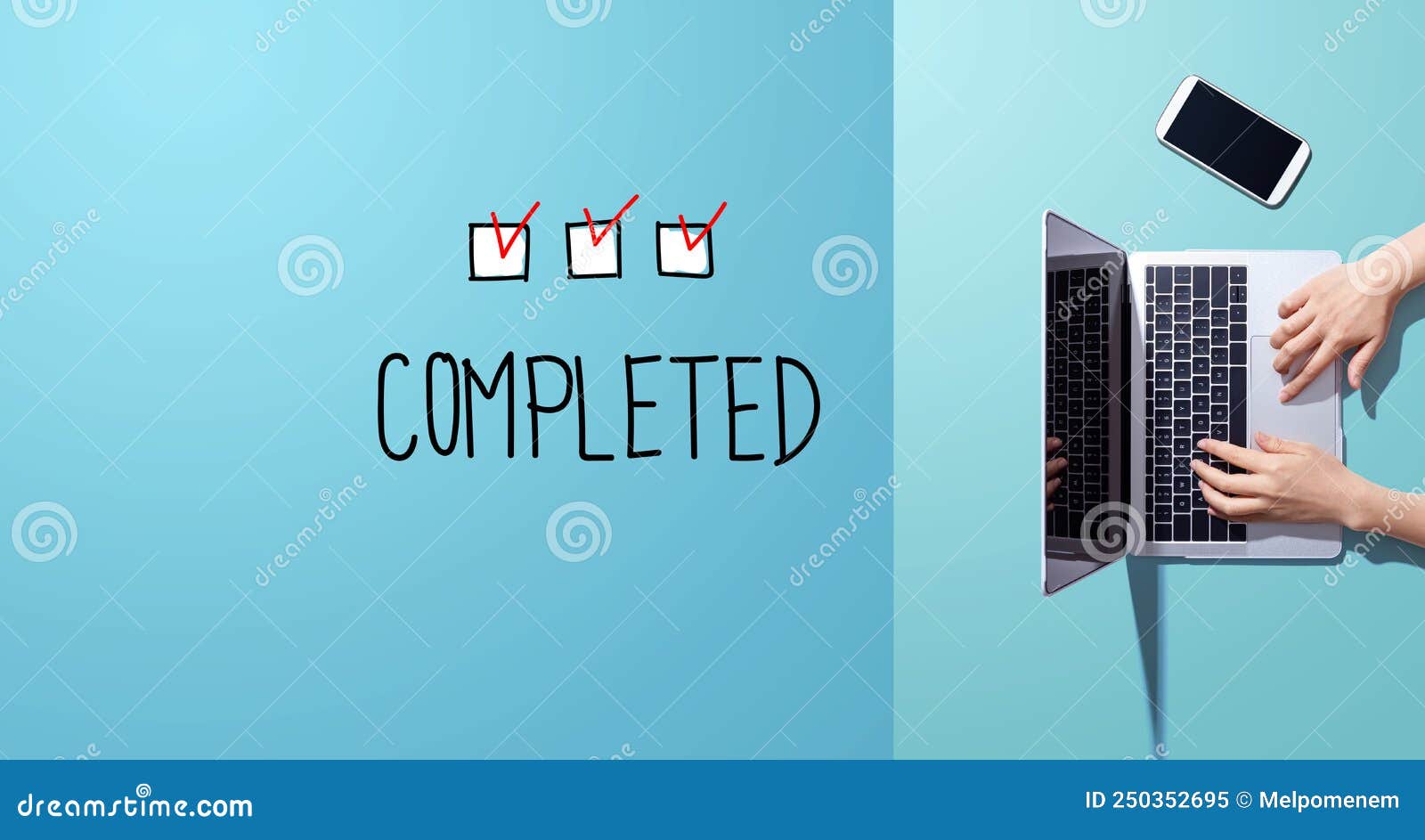 Completed with Person Working with Laptop Stock Image - Image of ...