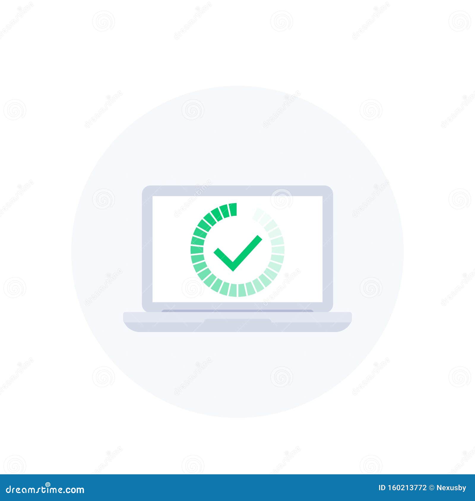 Completed Progress Icon with Laptop Stock Vector - Illustration of ...