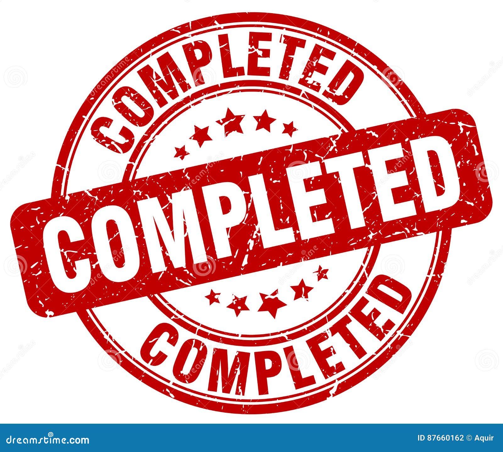 Completed Red Square Grunge Stamp On White Stock Illustration