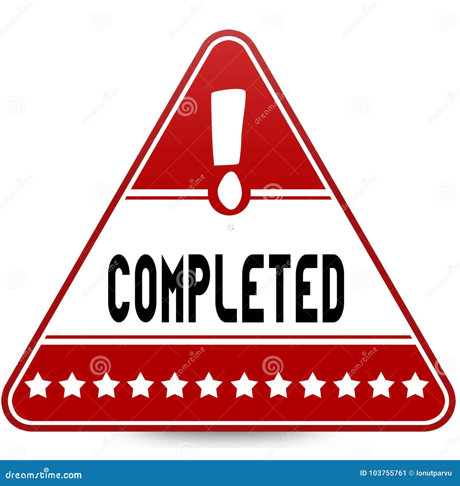 COMPLETED on Red Triangle Road Sign. Stock Illustration - Illustration ...