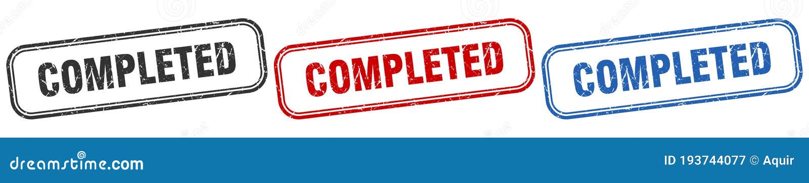 Completed Square Isolated Sign Set. Completed Stamp Stock Vector ...