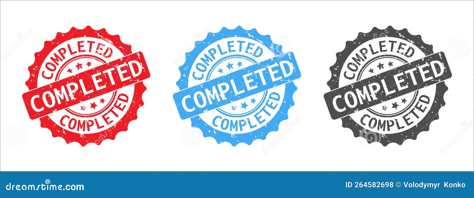 Completed Stamp Vector. Round Badge and Seal on White Background Stock ...
