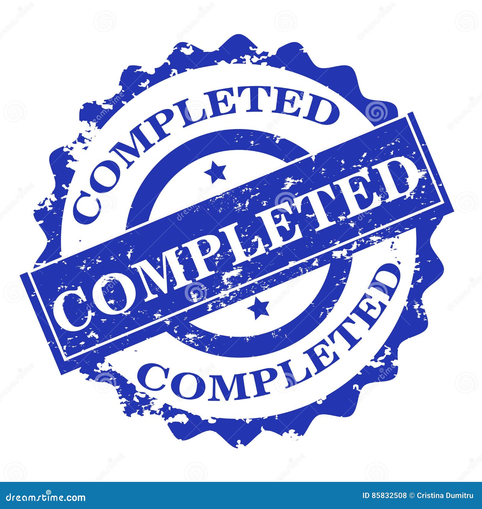 Completed stamp stock vector. Illustration of blue, guarantee - 85832508