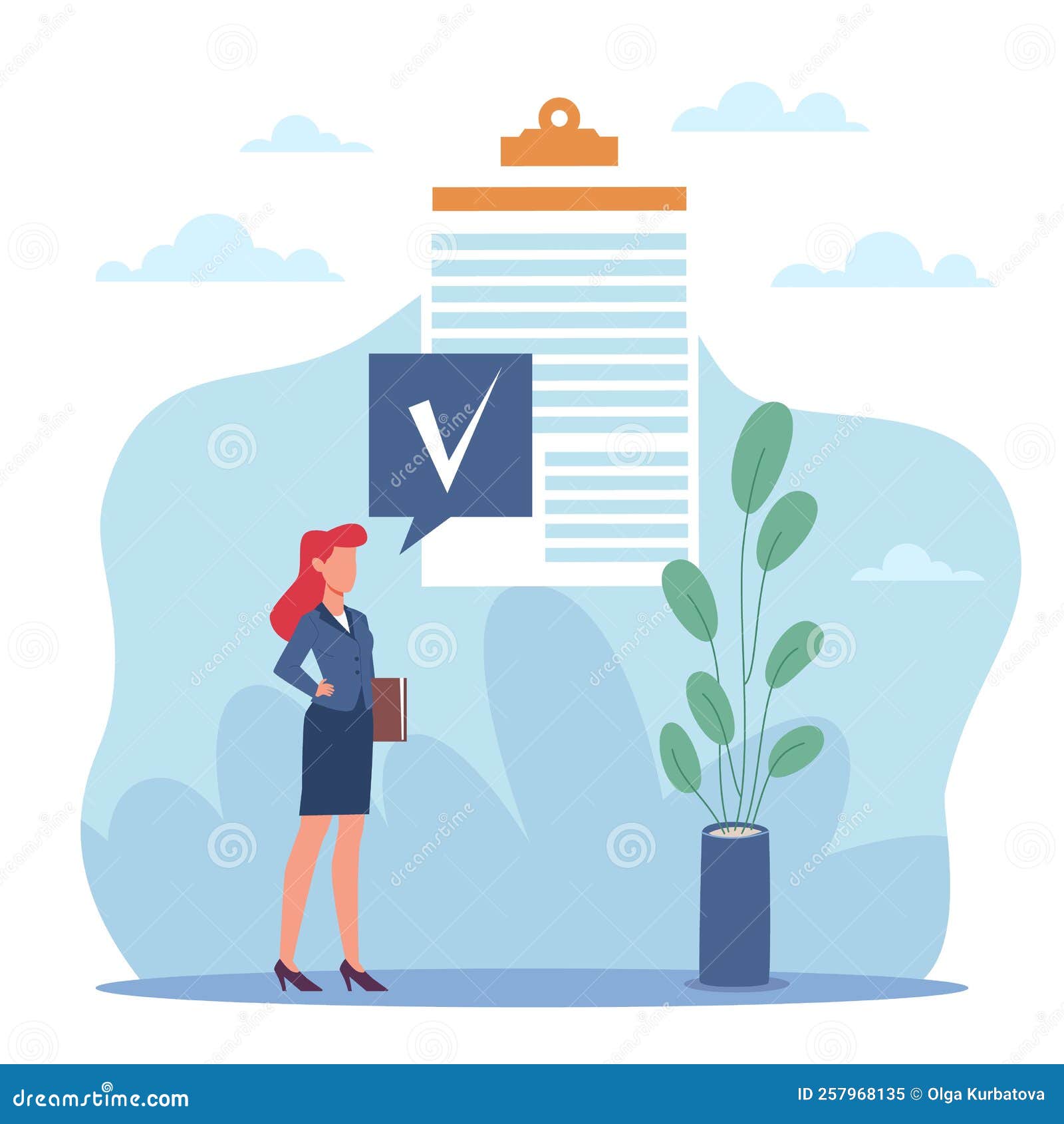 Completed Task, Positive Checklist Result, Passed Exam. Business Woman ... Completed Task, Positive Checklist Result, Passed Exam. Business Woman ...