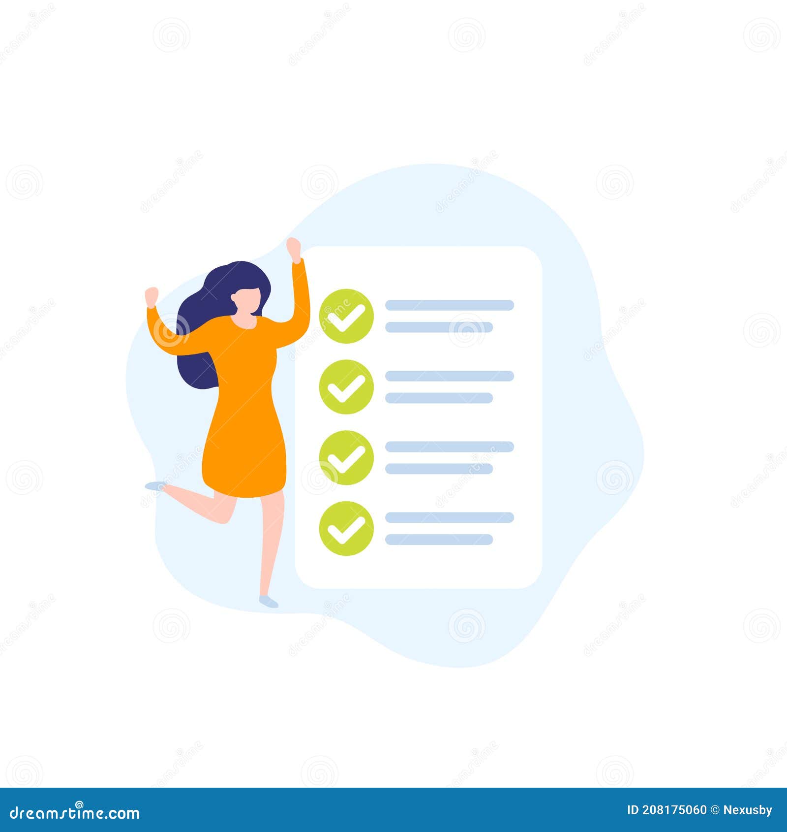 Completed Task, To Do List, Woman and Checklist Stock Vector ...