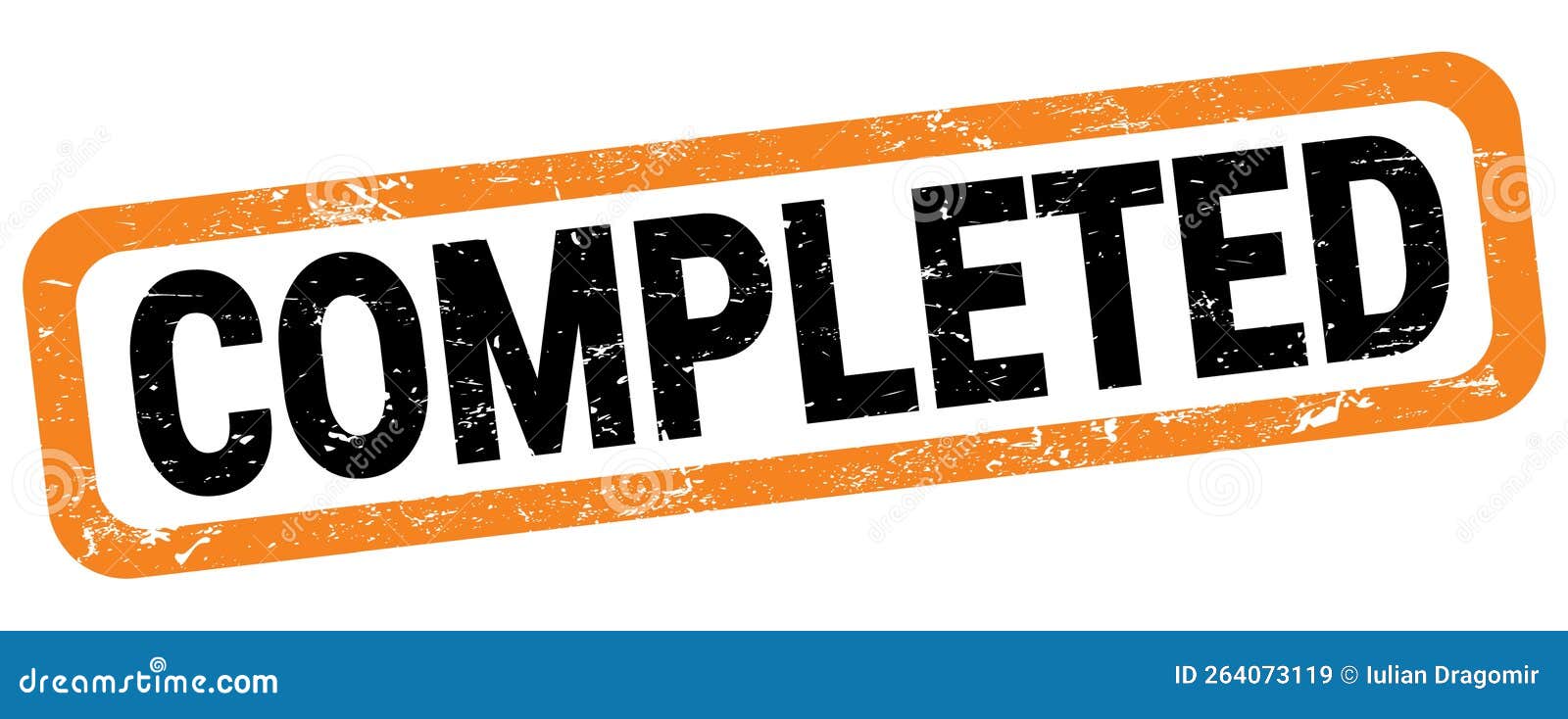 COMPLETED Text Written on Orange-black Rectangle Stamp Stock ...