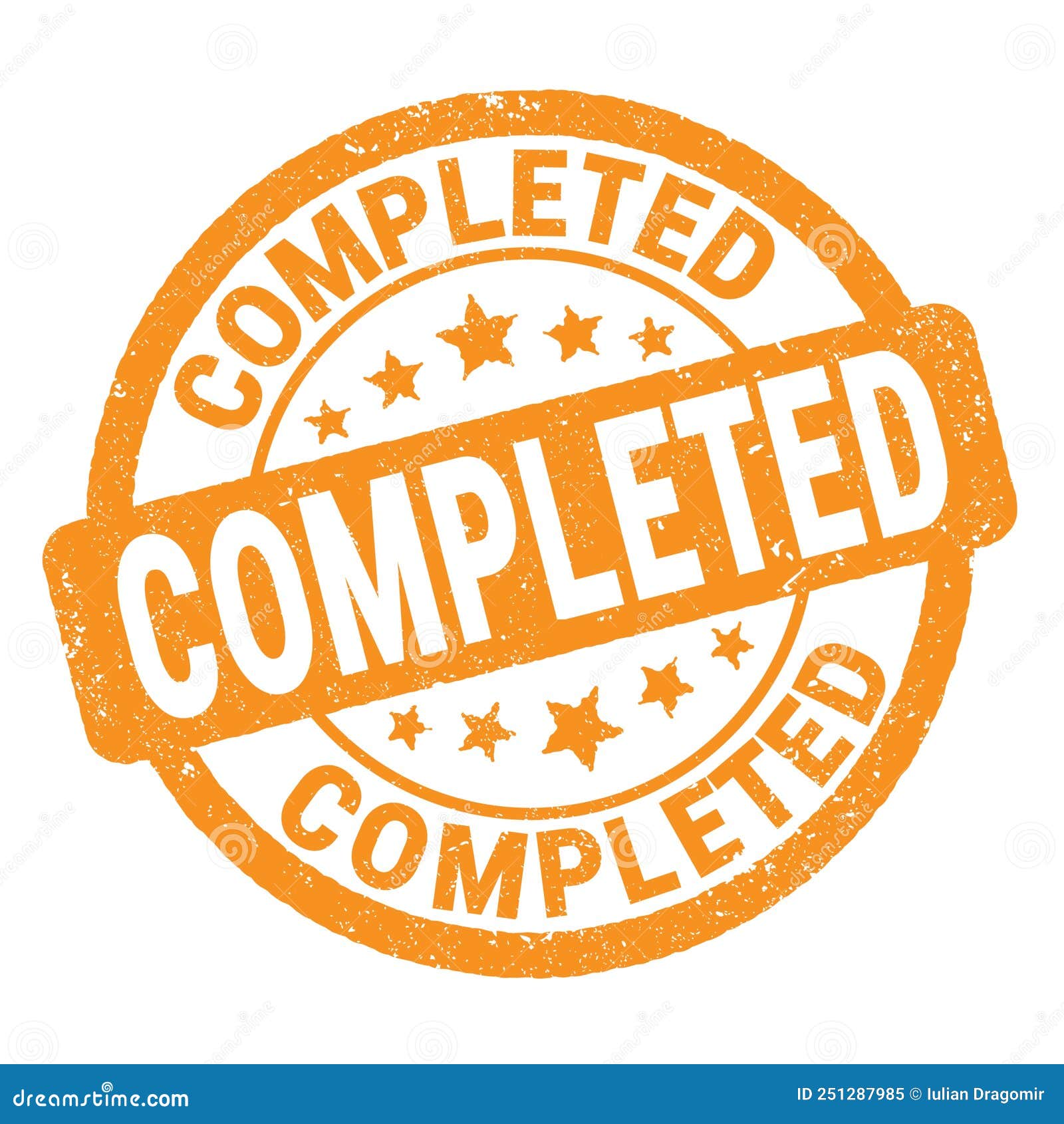 COMPLETED Text Written on Orange Round Stamp Sign Stock Illustration ...