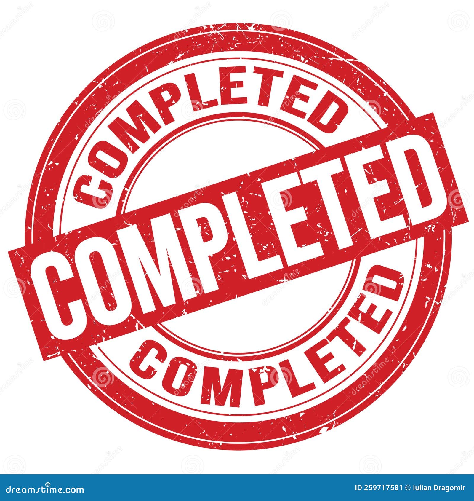 COMPLETED Text Written on Red Round Stamp Sign Stock Illustration ...