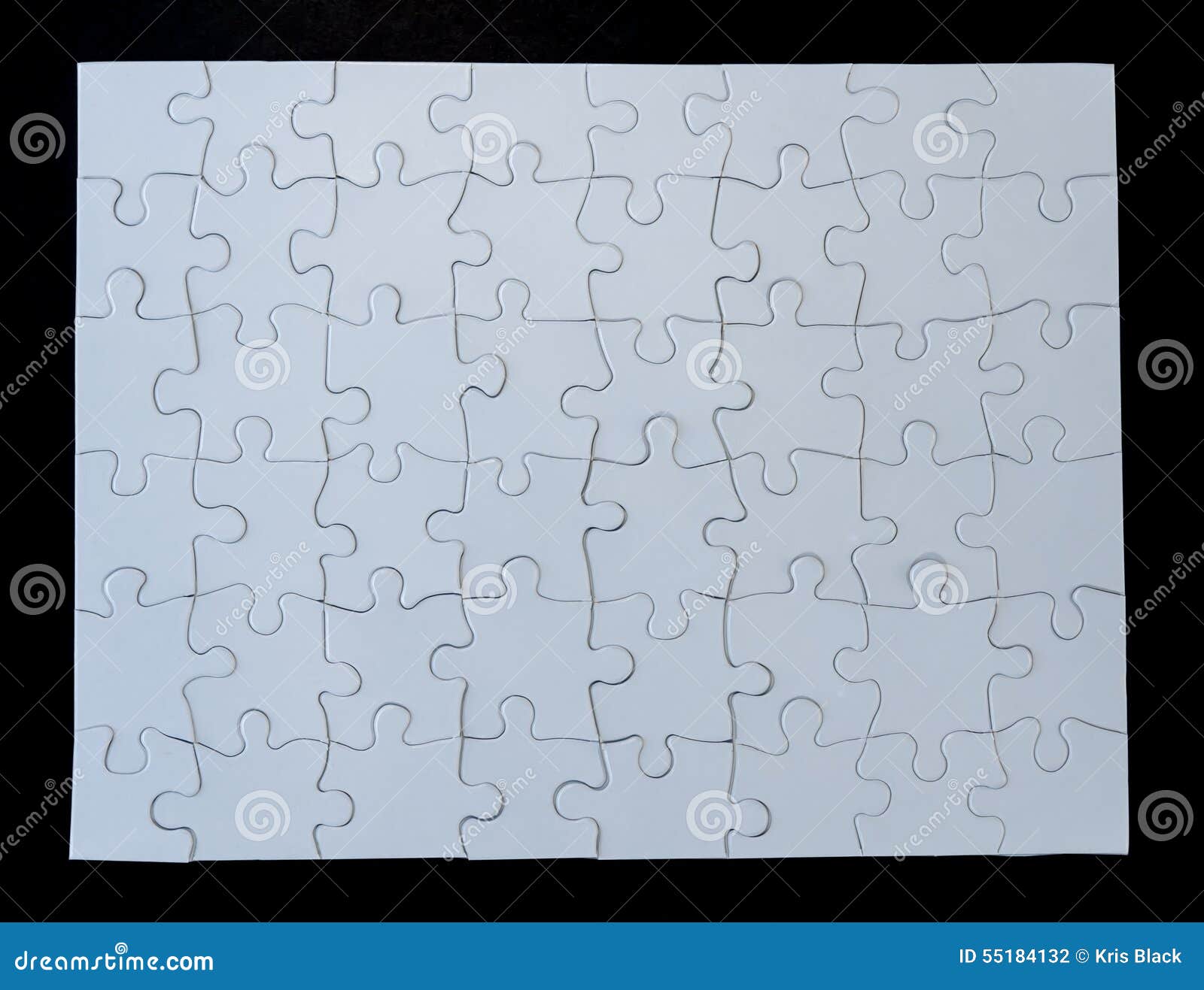 Completed White Jigsaw Puzzle on Black Background Stock Photo - Image ...