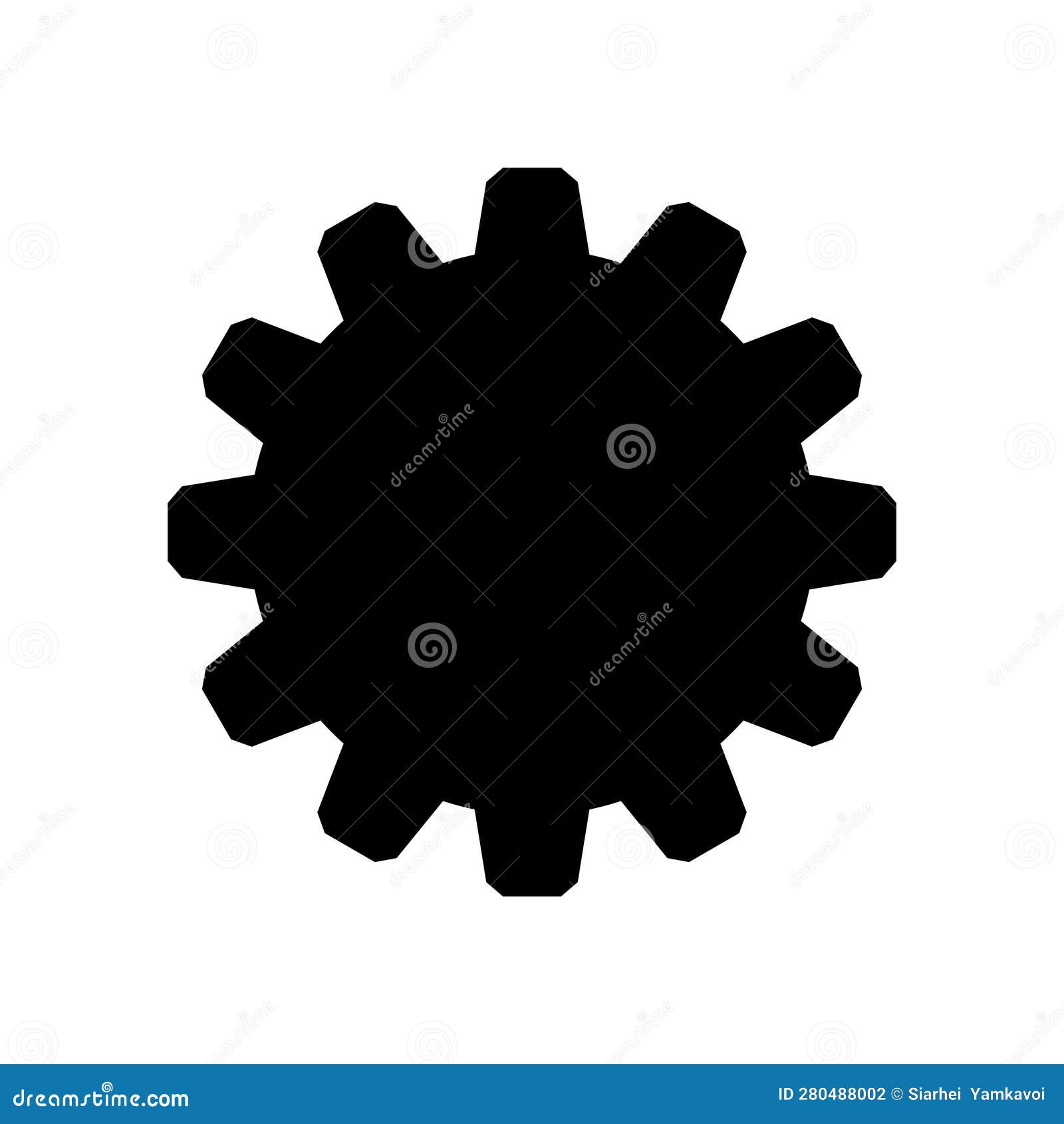 Completely Black Gear Wheel. Full Solid Detail. Vector Silhouette ...