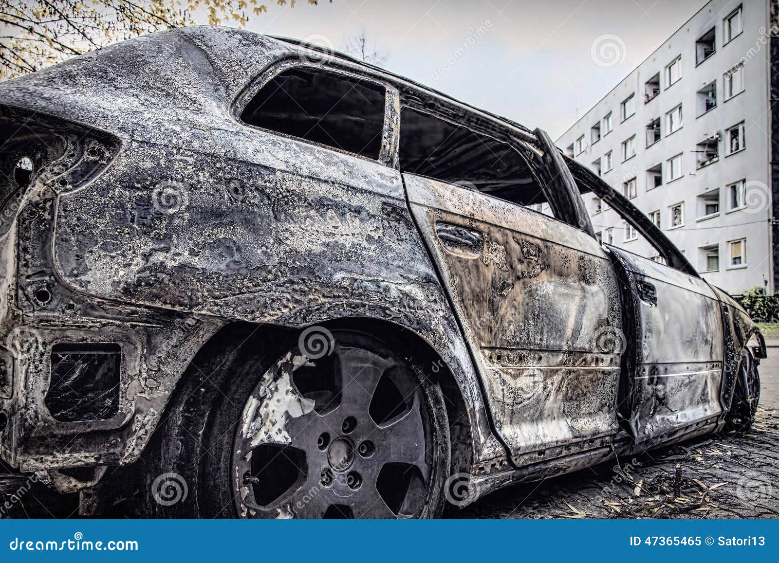 Completely burnt car stock image. Image of automobile - 47365465