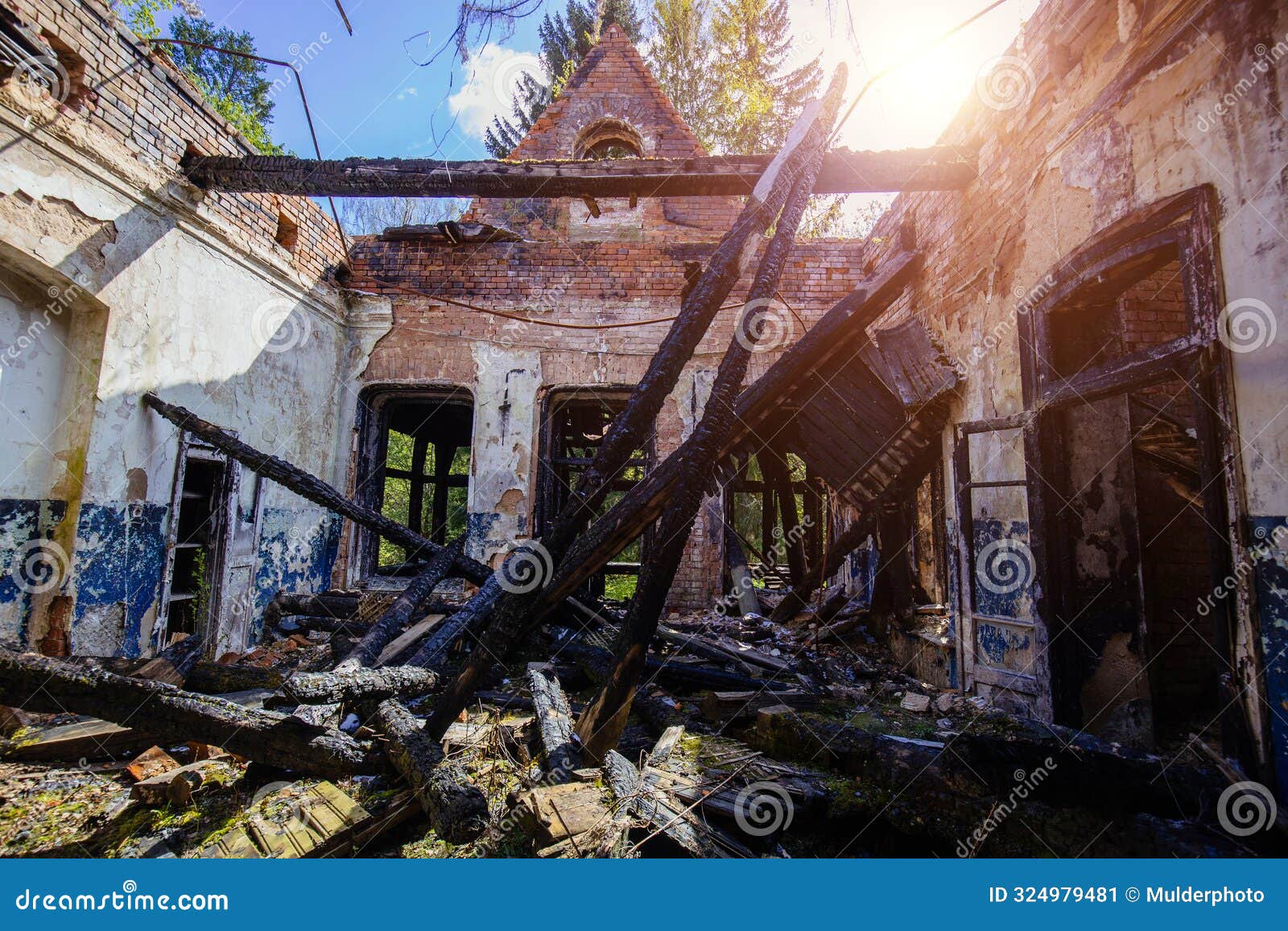 Completely Burnt Old Mansion. Consequences of Fire, War, Etc Stock ...
