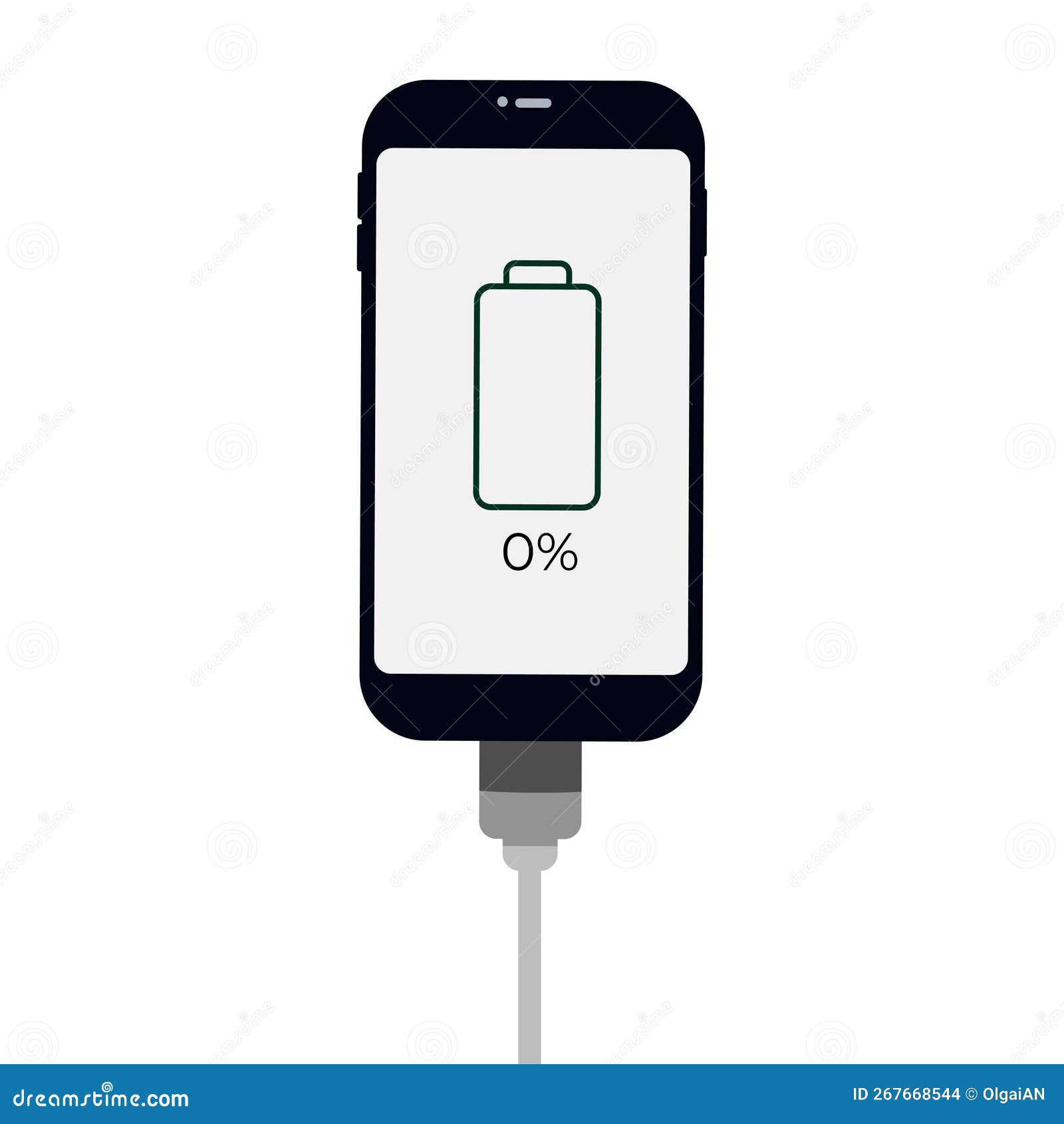 A Completely Discharged Smartphone Battery. Smartphone with Battery ...