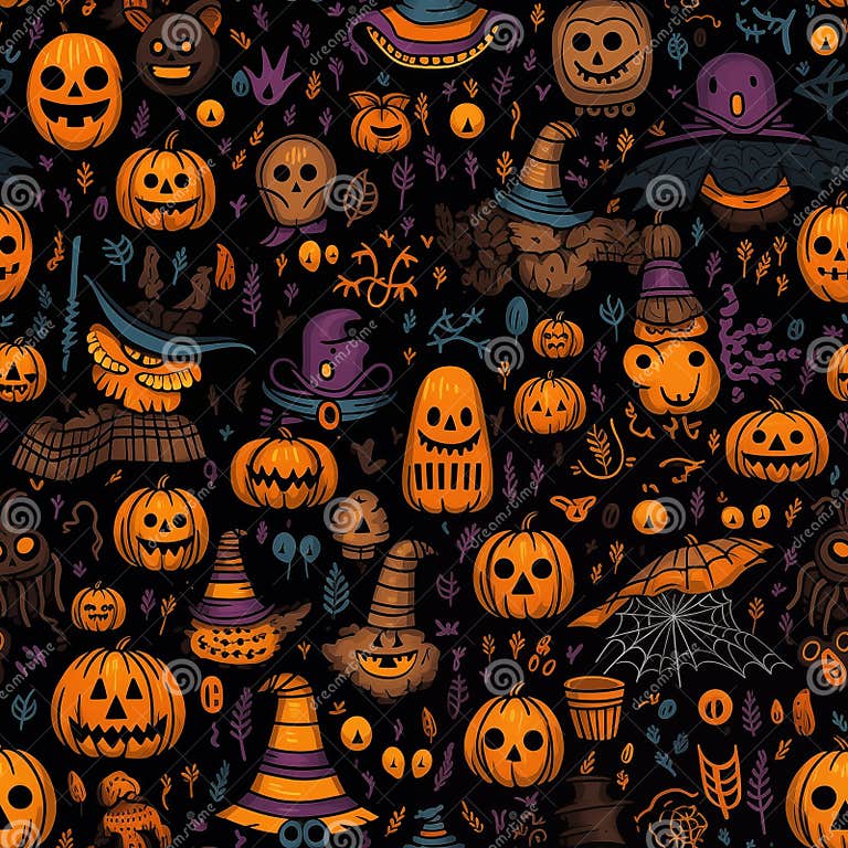 Completely Finished Halloween Elements Presented in a Seamless Texture ...