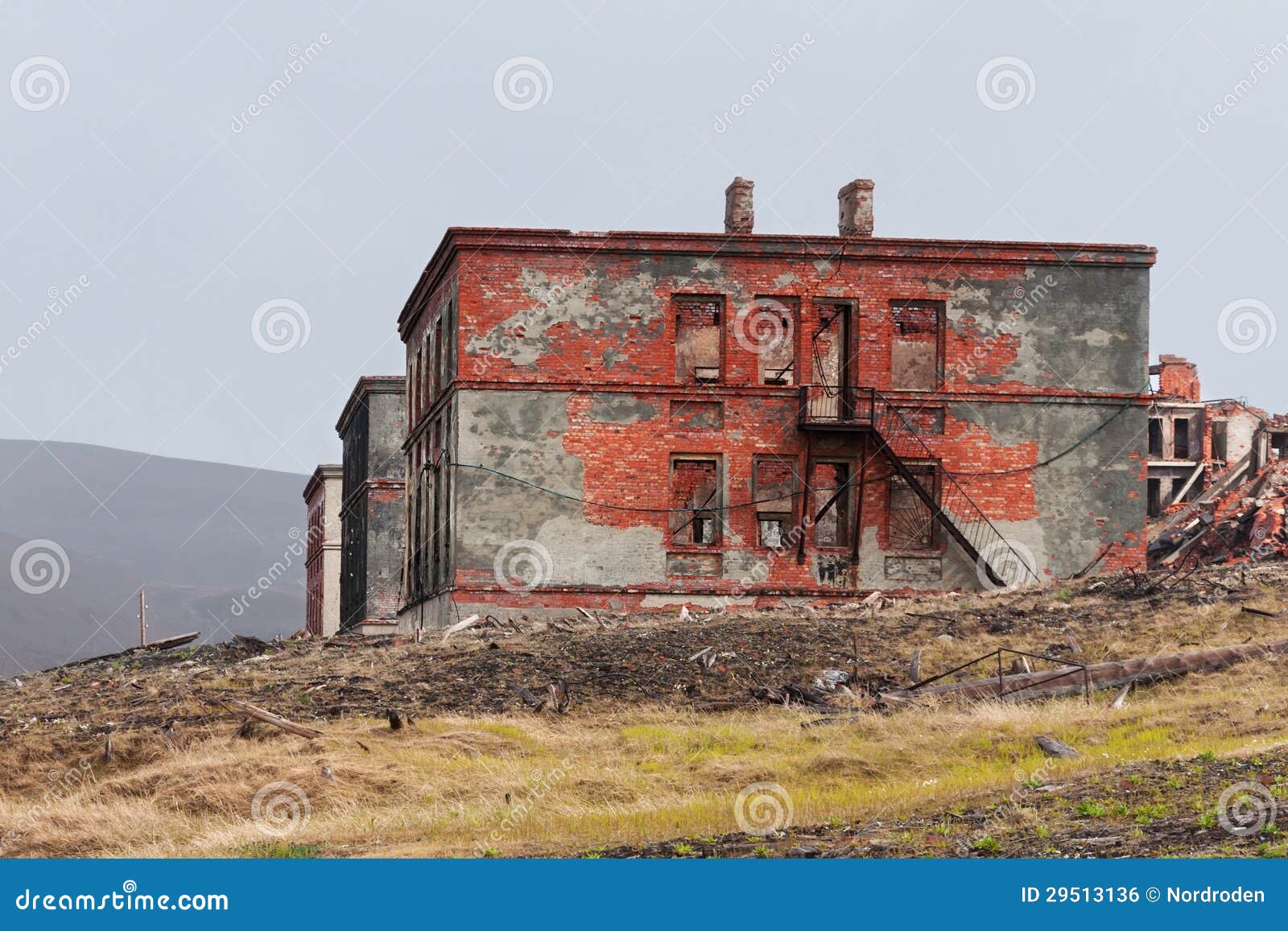 Completely Ruined Brick Building Stock Photo - Image of destruction ...