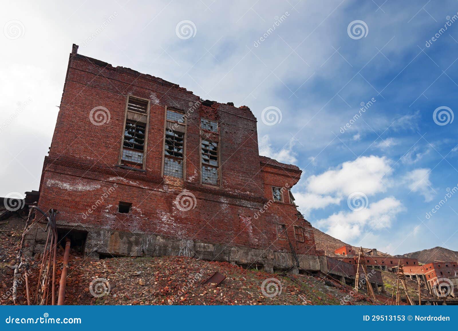 Completely Ruined Brick Building Stock Image - Image of construction ...