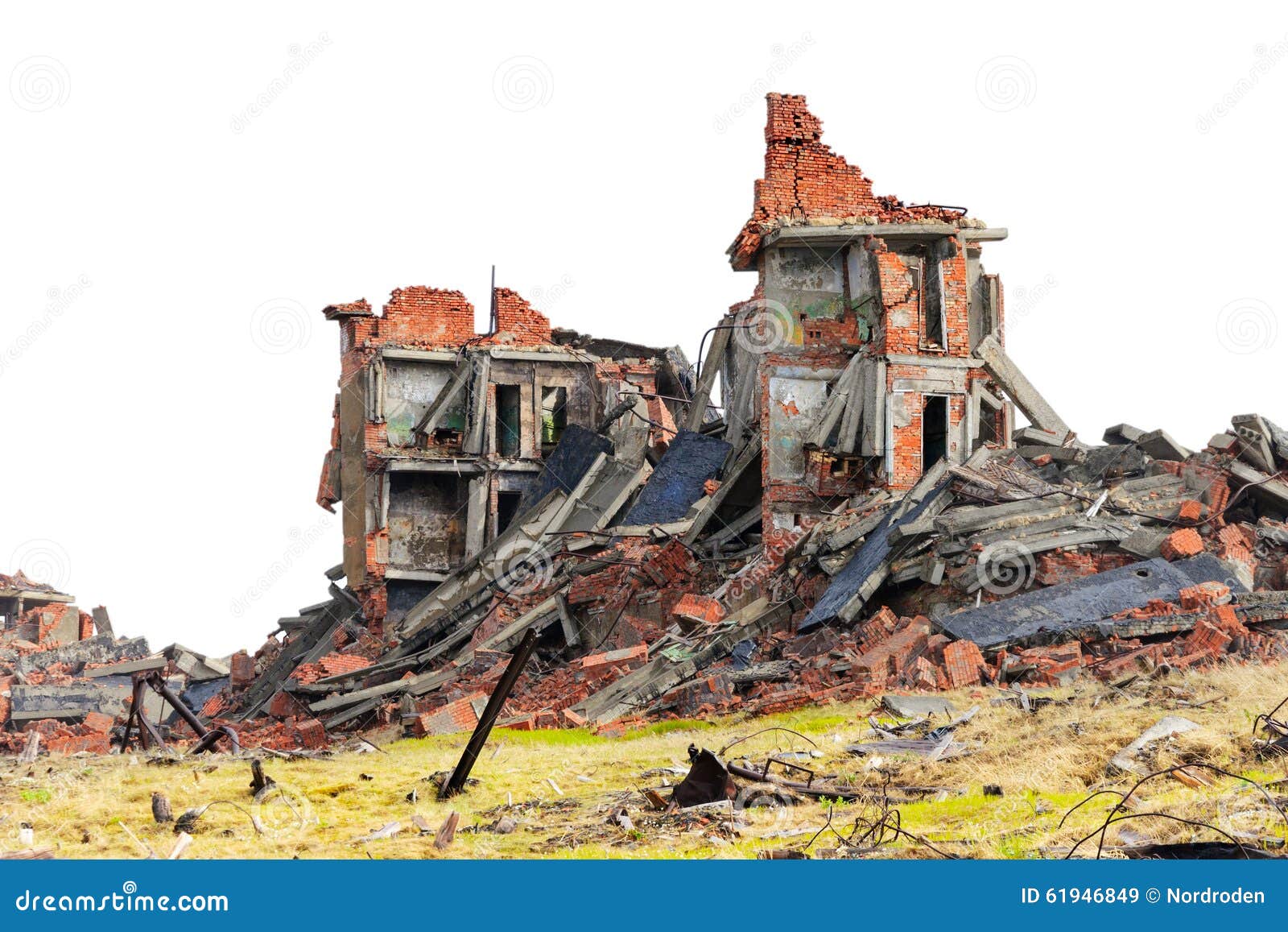Completely Ruined Brick Building Stock Image - Image of architecture ...