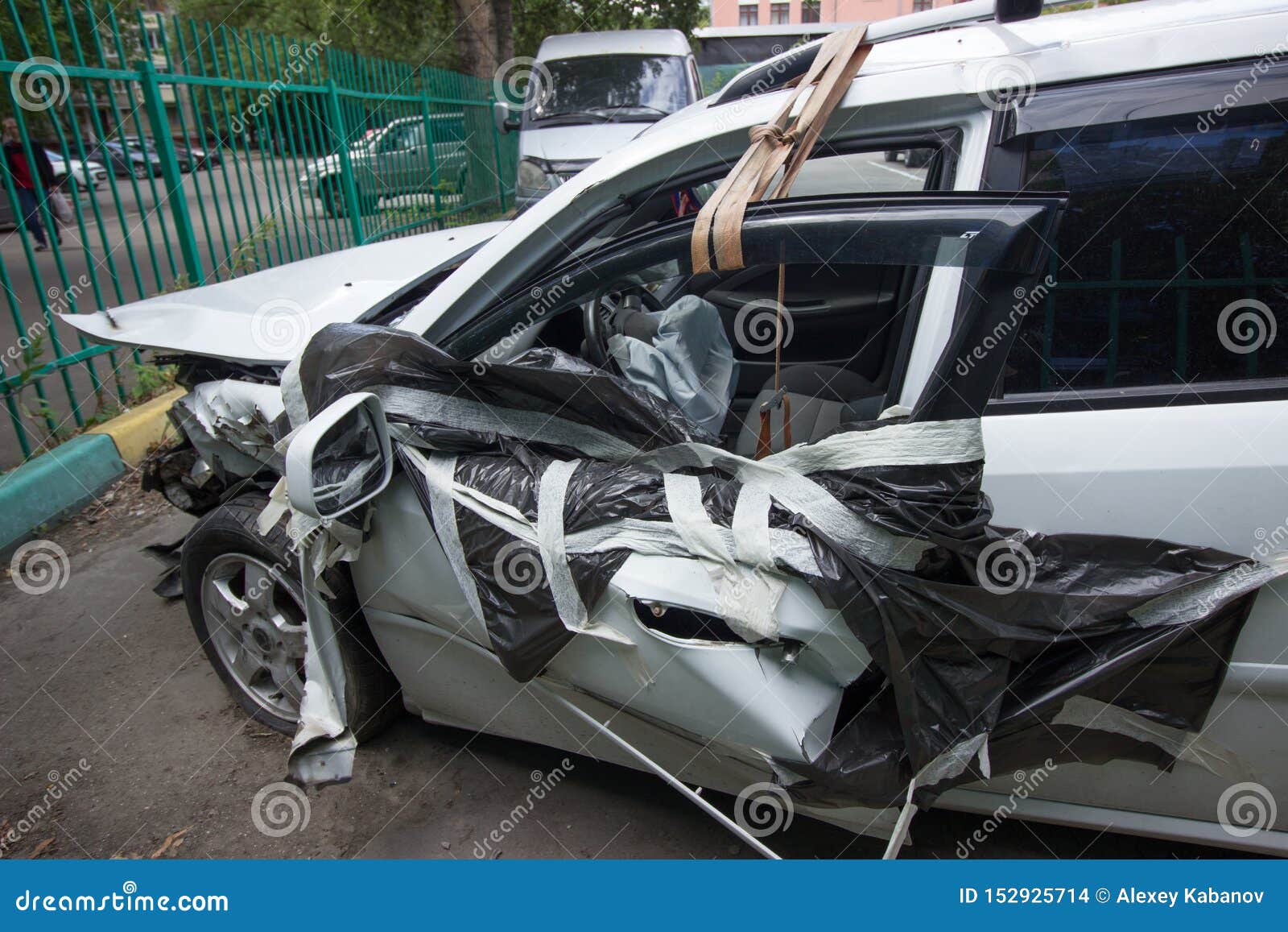 A Completely Wrecked Car after a Serious Accident.ruined Car Stock ...