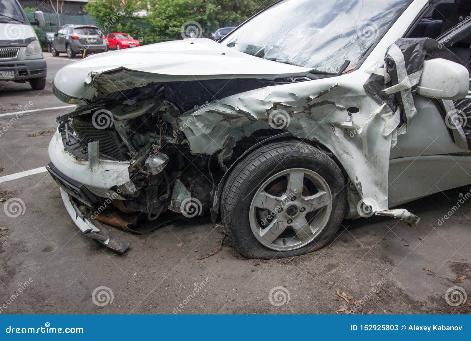 A Completely Wrecked Car after a Serious Accident,ruined Car Stock ...