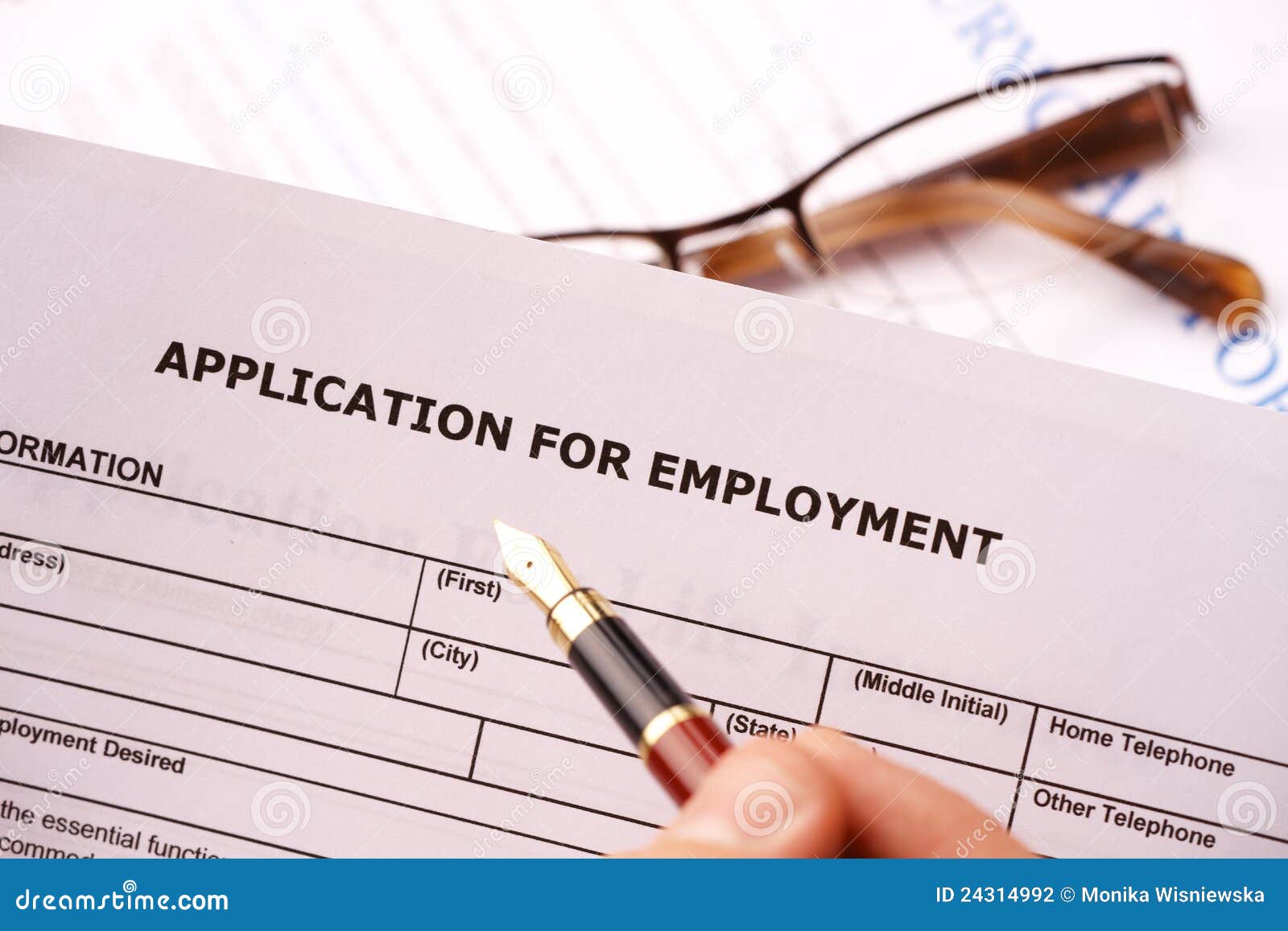 Completing an Employment Application Stock Photo - Image of contract ...