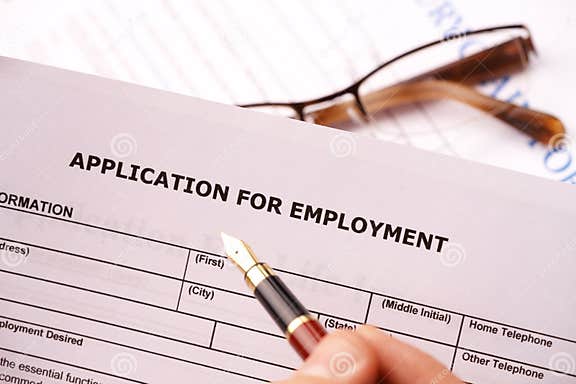 Completing an Employment Application Stock Photo - Image of contract ...