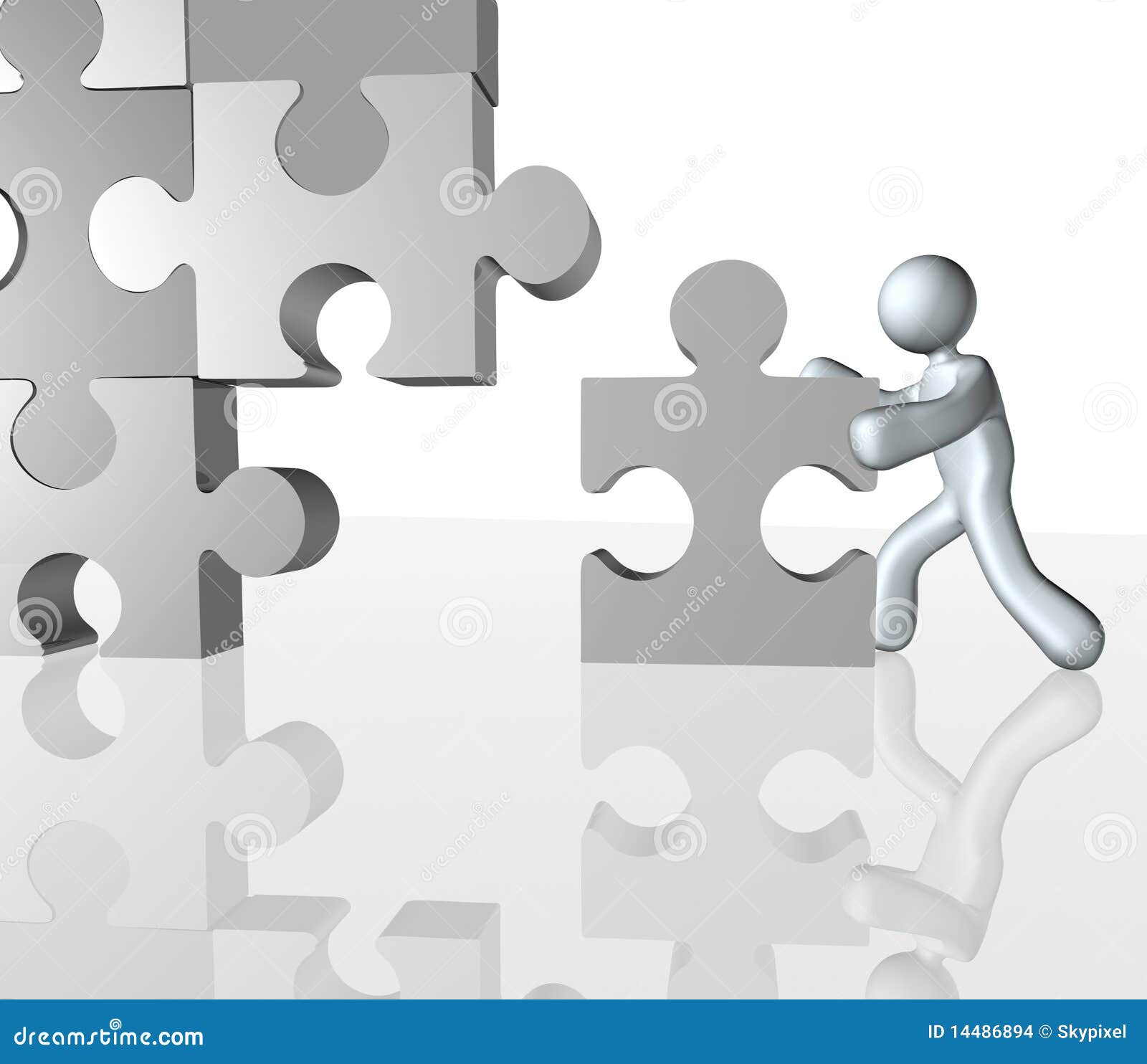 Completing Jigsaw puzzle stock illustration. Illustration of together ...