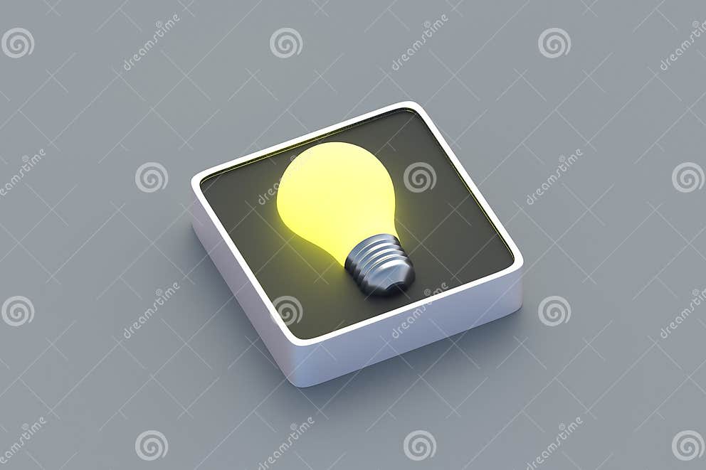 Completing Tasks. Glowing Light Bulb on Button Stock Illustration ...