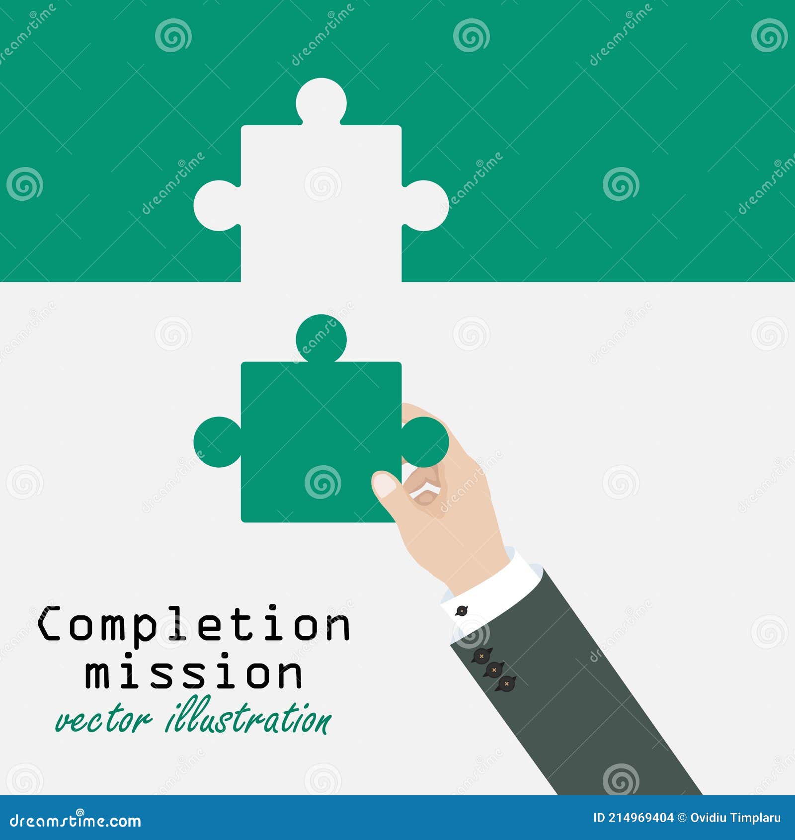 Completion Mission Concept. Businessman Putting Last Puzzle in Jigsaw ...