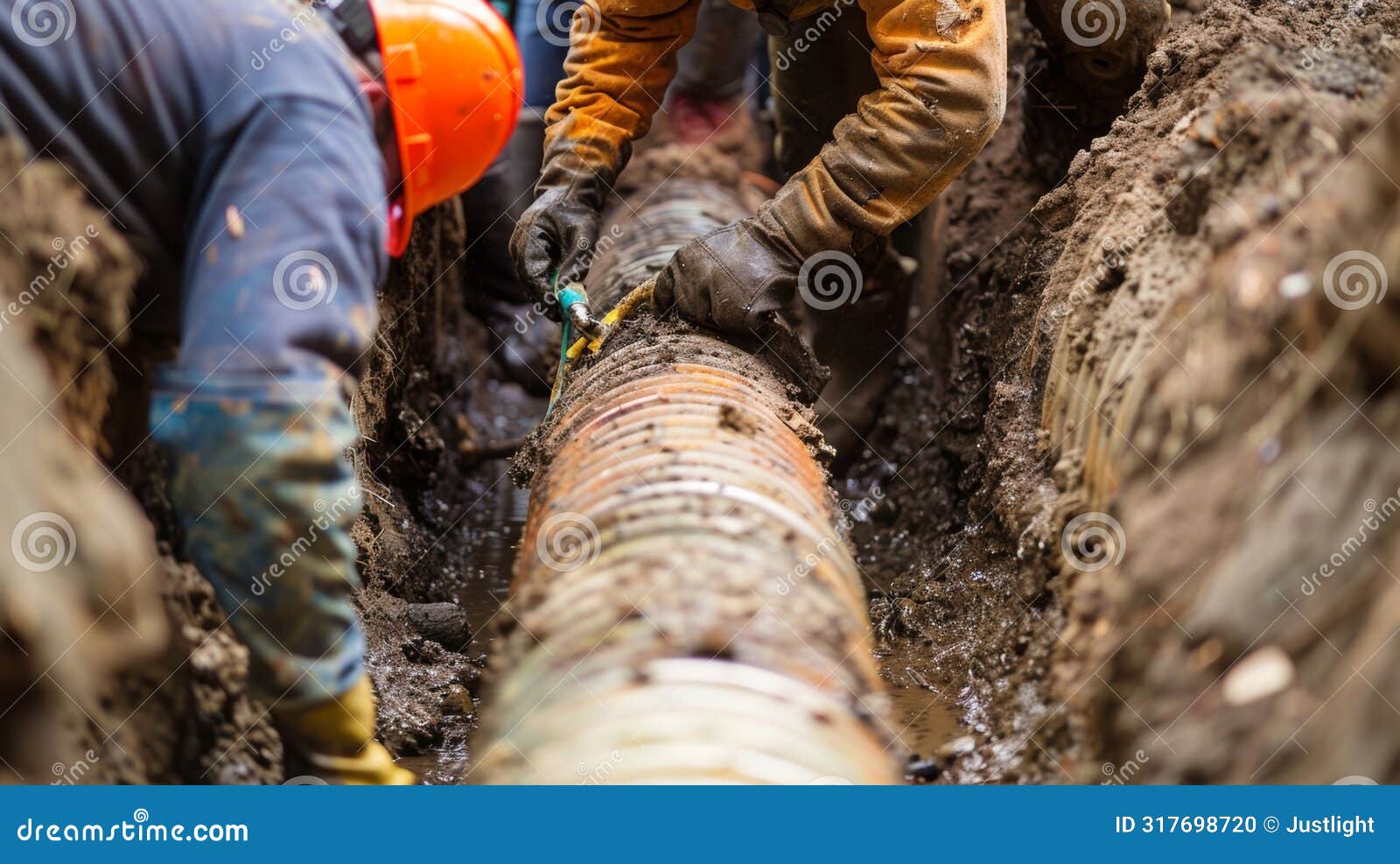 The Completion of a Section of Underground Infrastructure with Workers ...