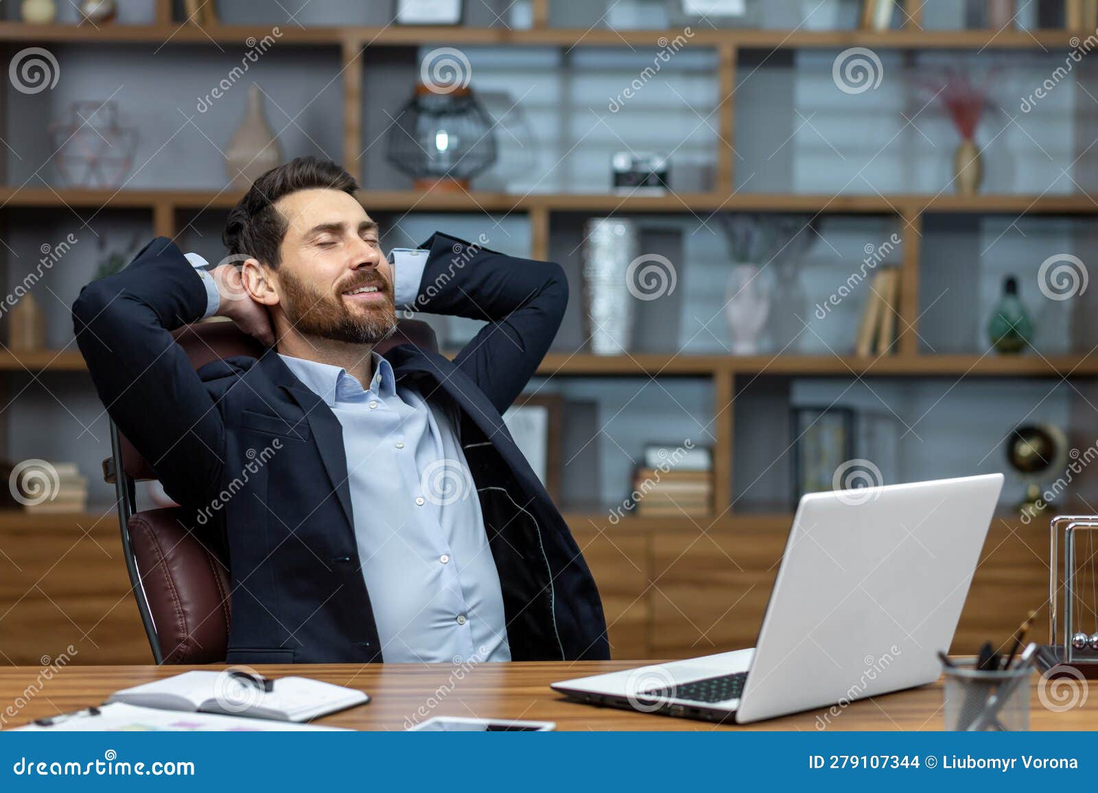 Completion Work Important Project, Mature Man Working Inside Modern ...