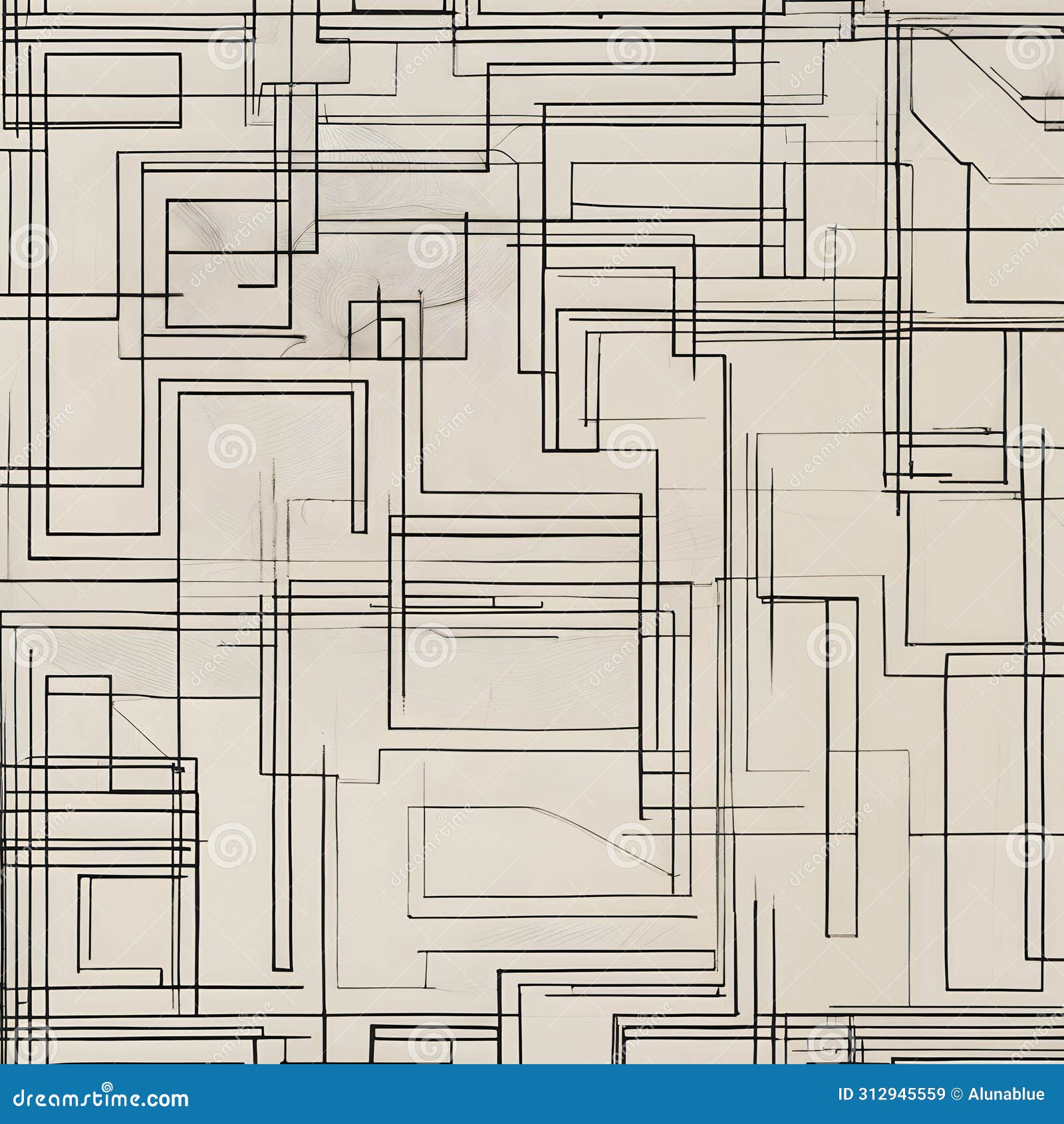 A Complex, Abstract Black and White Line Drawing. Stock Illustration ...