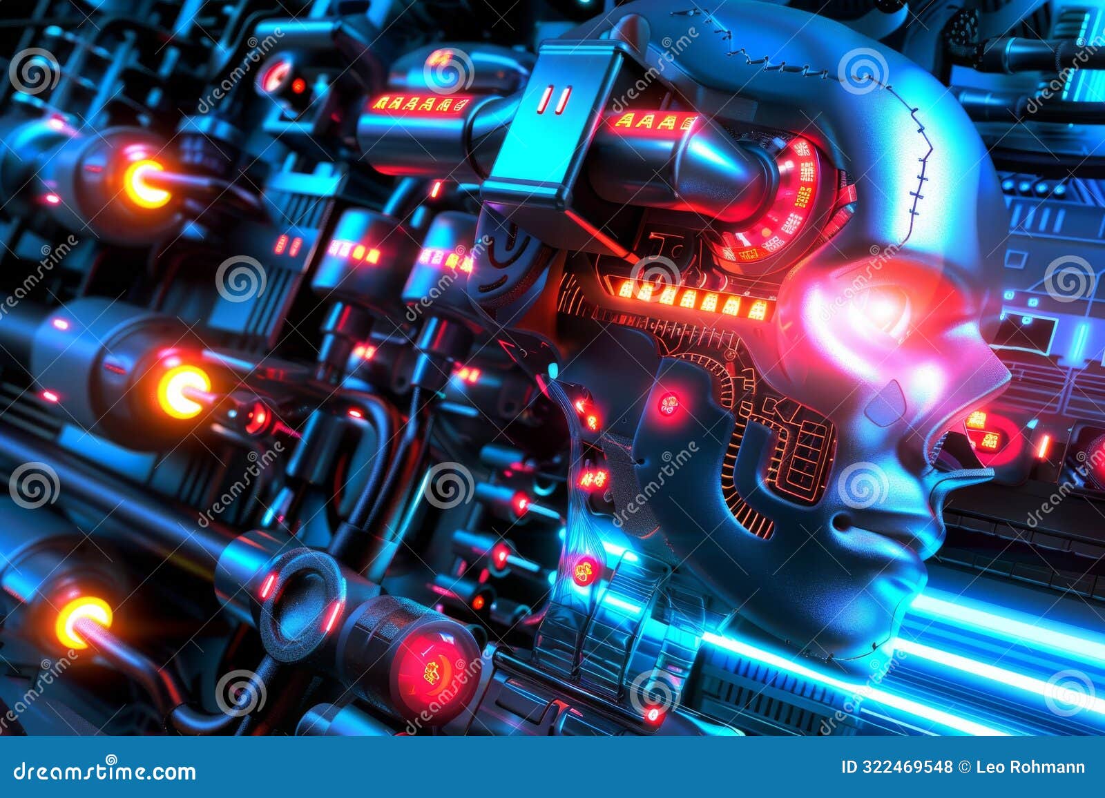 Complex AI Circuit Board with Glowing Components, Representing Advanced ...