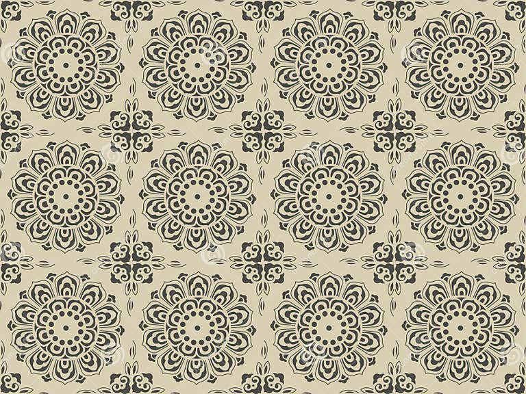 Complex Ancient Floral Pattern Stock Vector - Illustration of retro ...