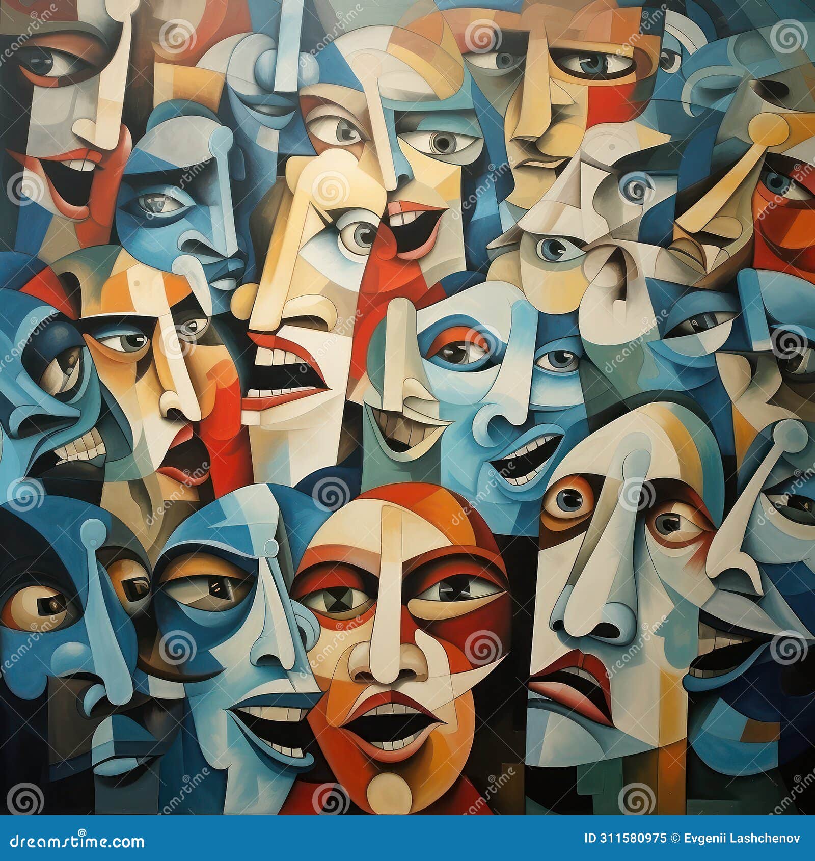 Cubist Tapestry of Abstract Facial Features. AI Generation Stock Image ...