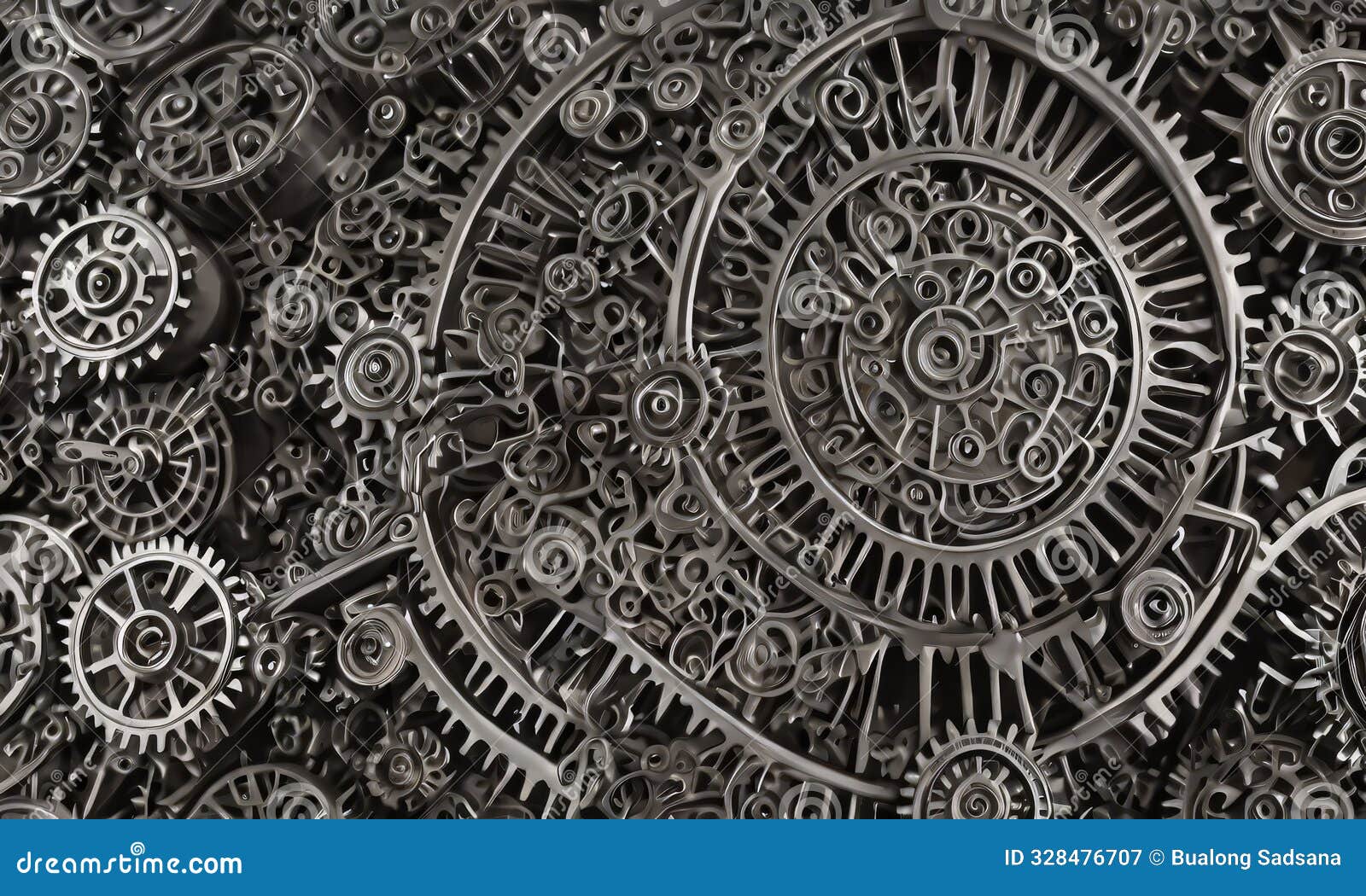 Complex Arrangement Metallic Gears and Cogs, with Intricate Patterns ...