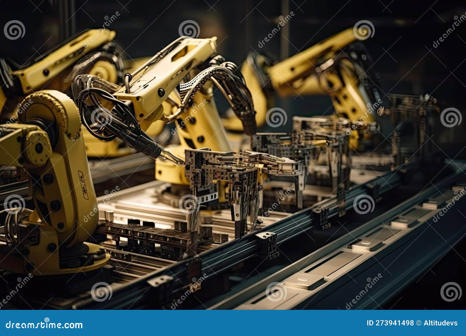 Complex Assembly Line with Intricate Network of Robotic Arms and ...