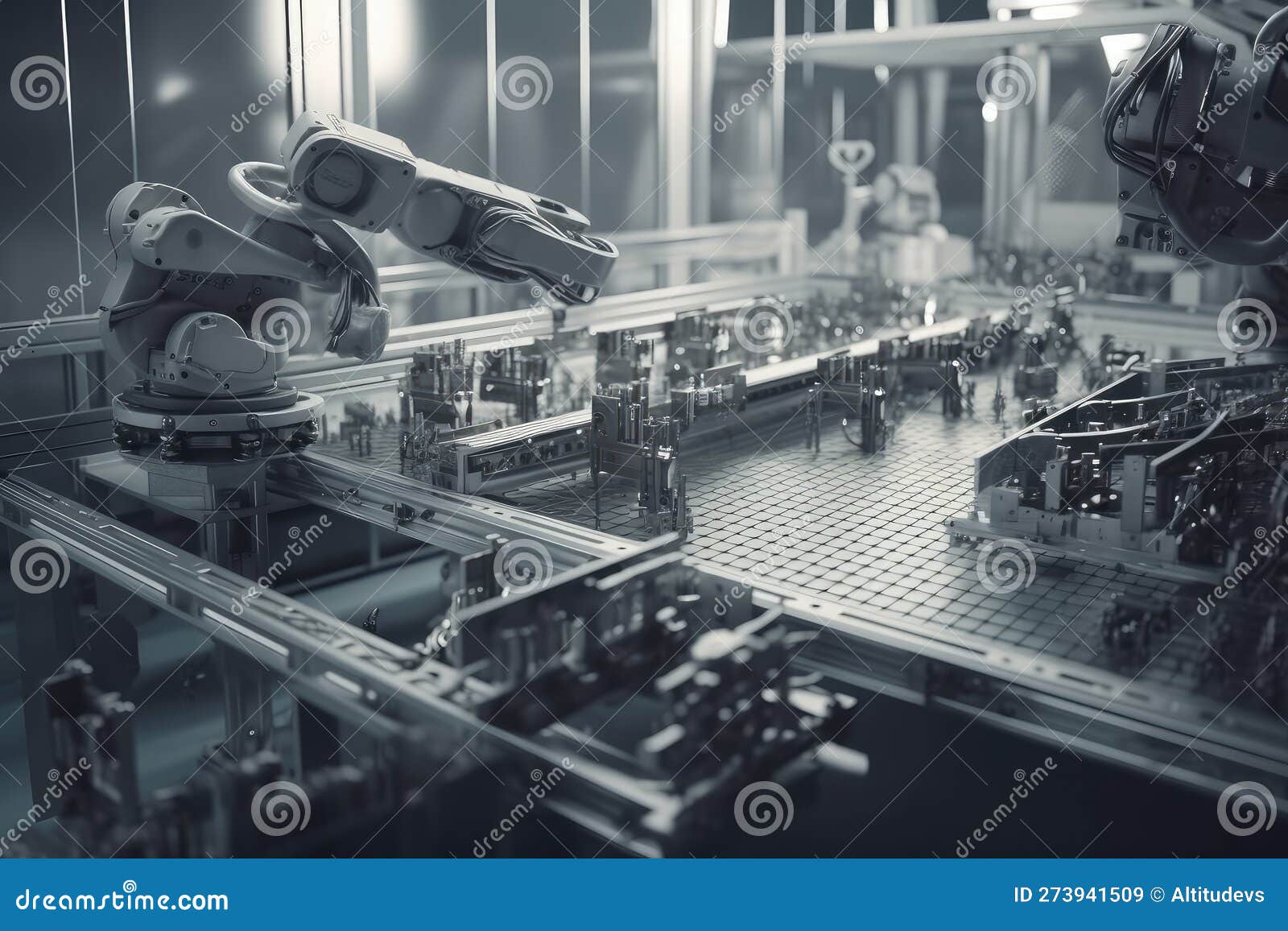 Complex Assembly Line with Intricate Network of Robotic Arms and ...