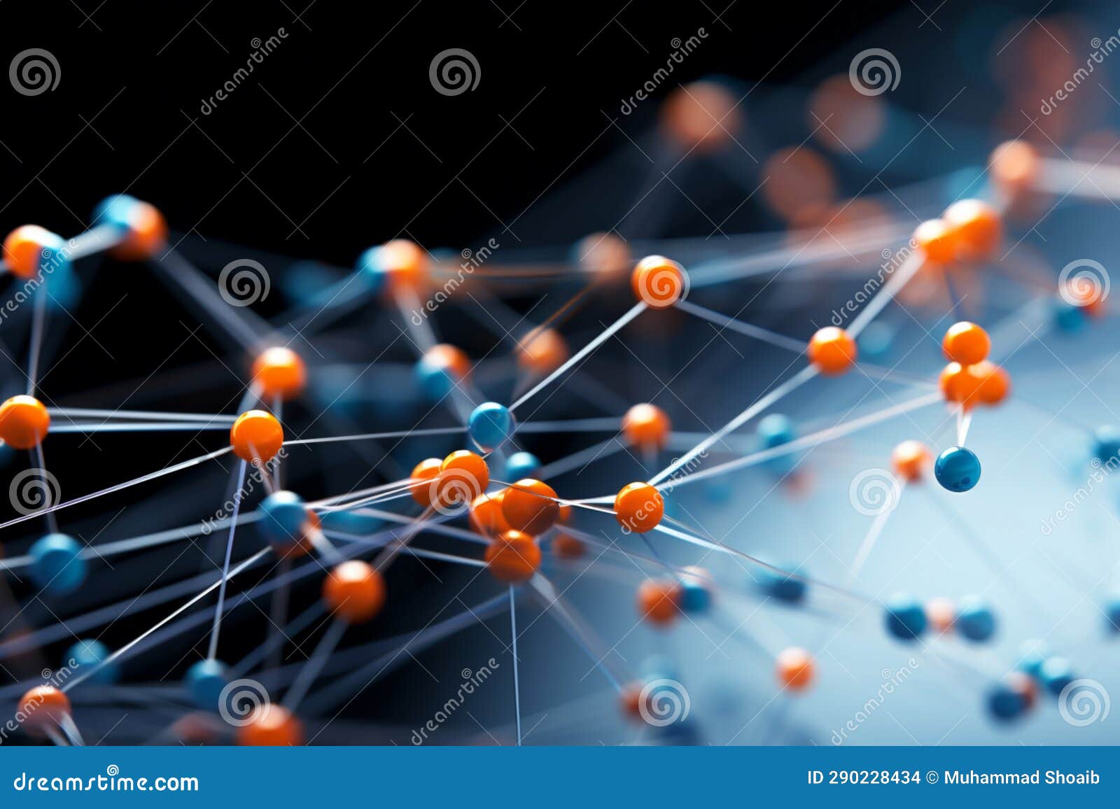 A Complex Biological Gene Structure Visualized Through 3d Rendering With Lines And Nodes Stock