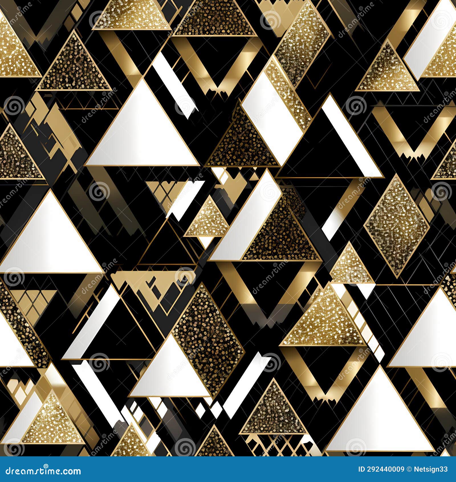 Black and Gold Pattern with Triangles Stock Illustration - Illustration ...