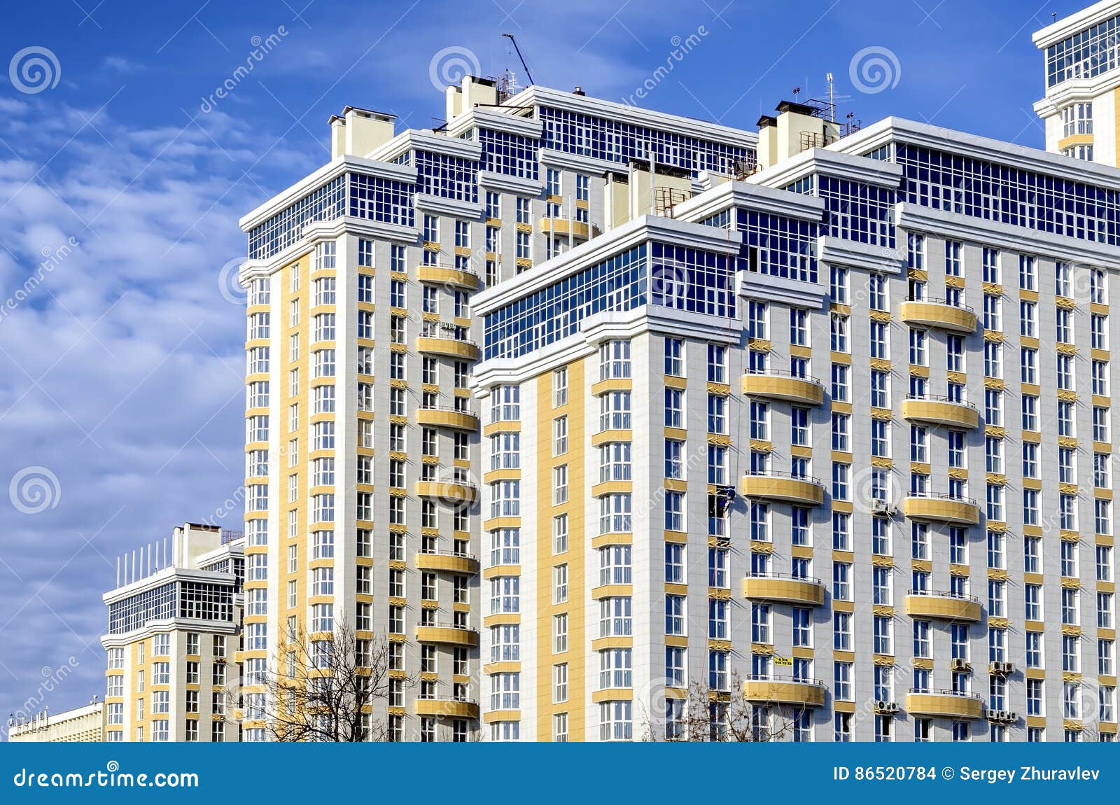 The Complex of Blue and White High-rise Buildings. Stock Photo - Image ...