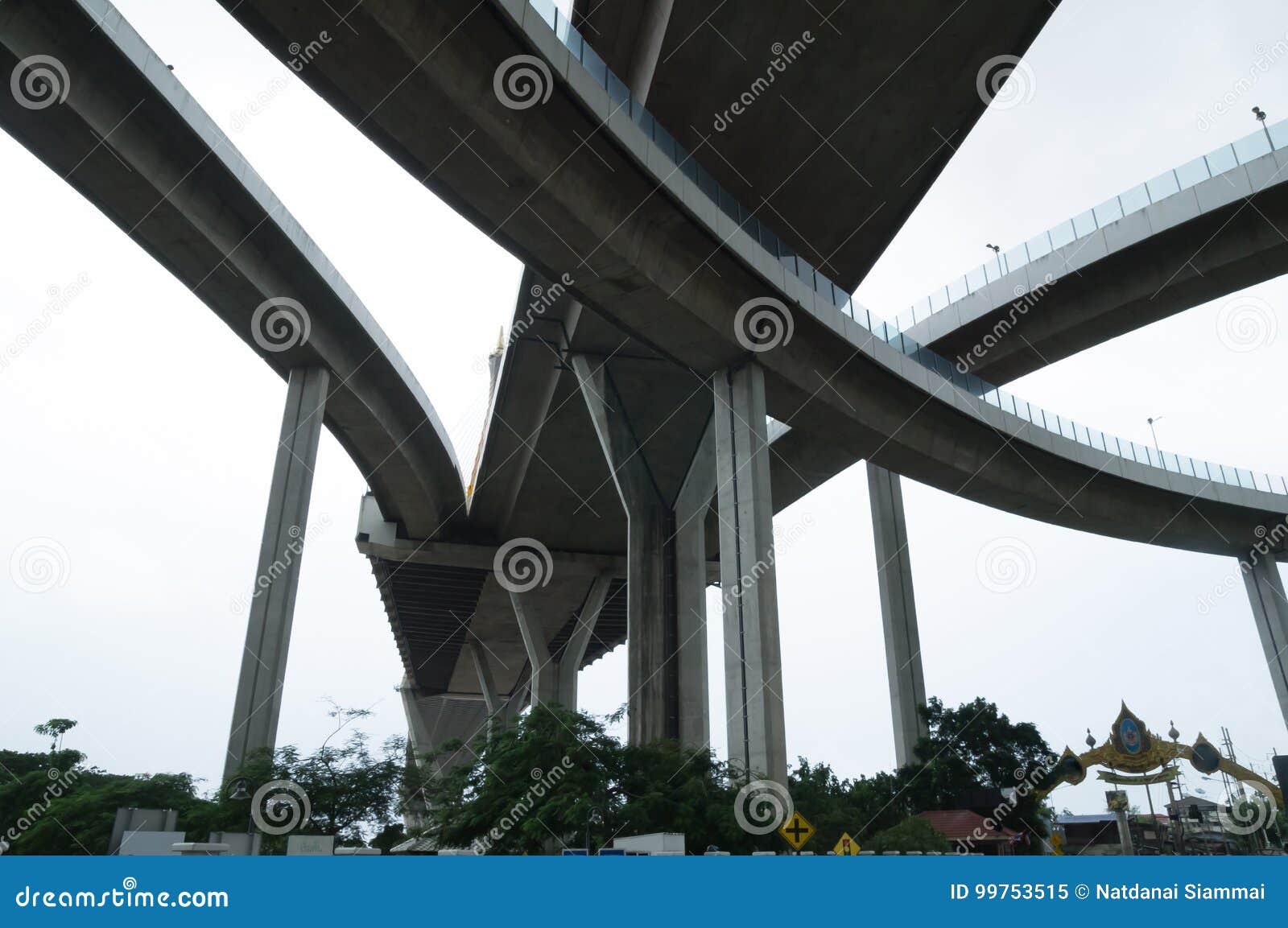 Complex bridge or motorway stock image. Image of industry - 99753515