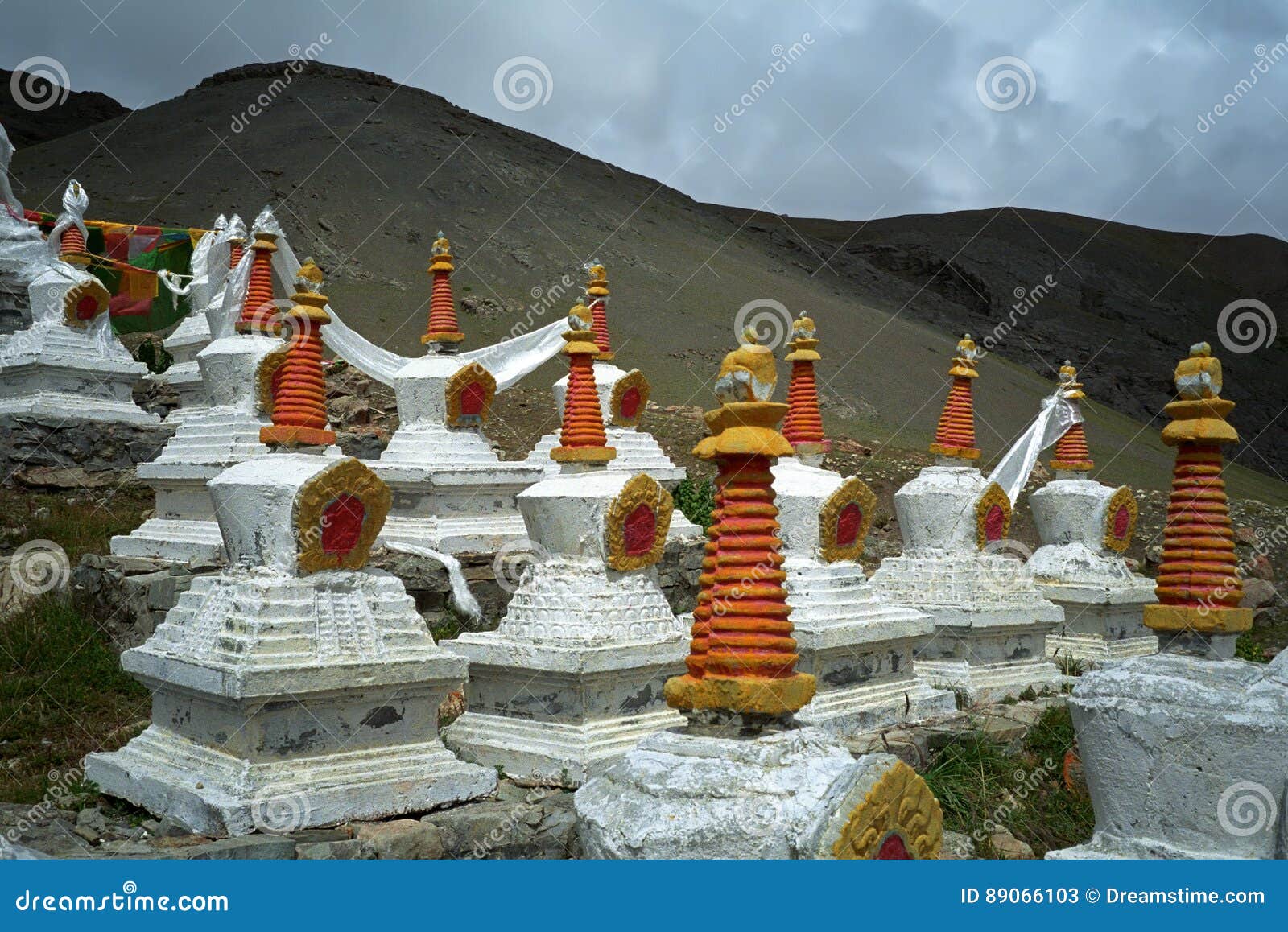 Complex of 108 Buddhist Ritual Structures Stupas on the Hillside of ...