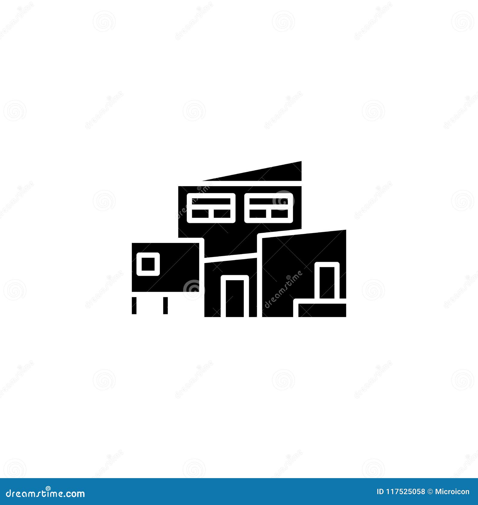 Complex of Buildings Black Icon Concept. Complex of Buildings Flat ...