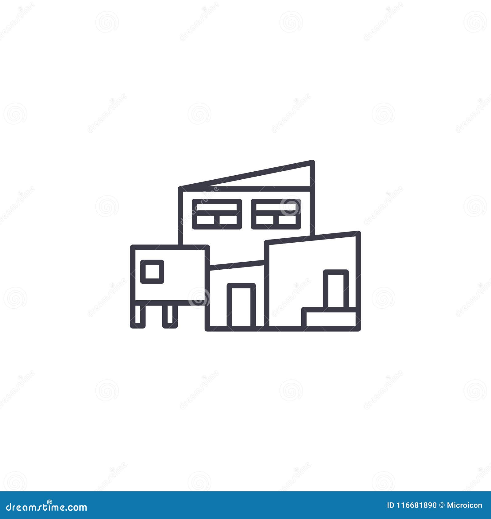 Complex of Buildings Linear Icon Concept. Complex of Buildings Line ...
