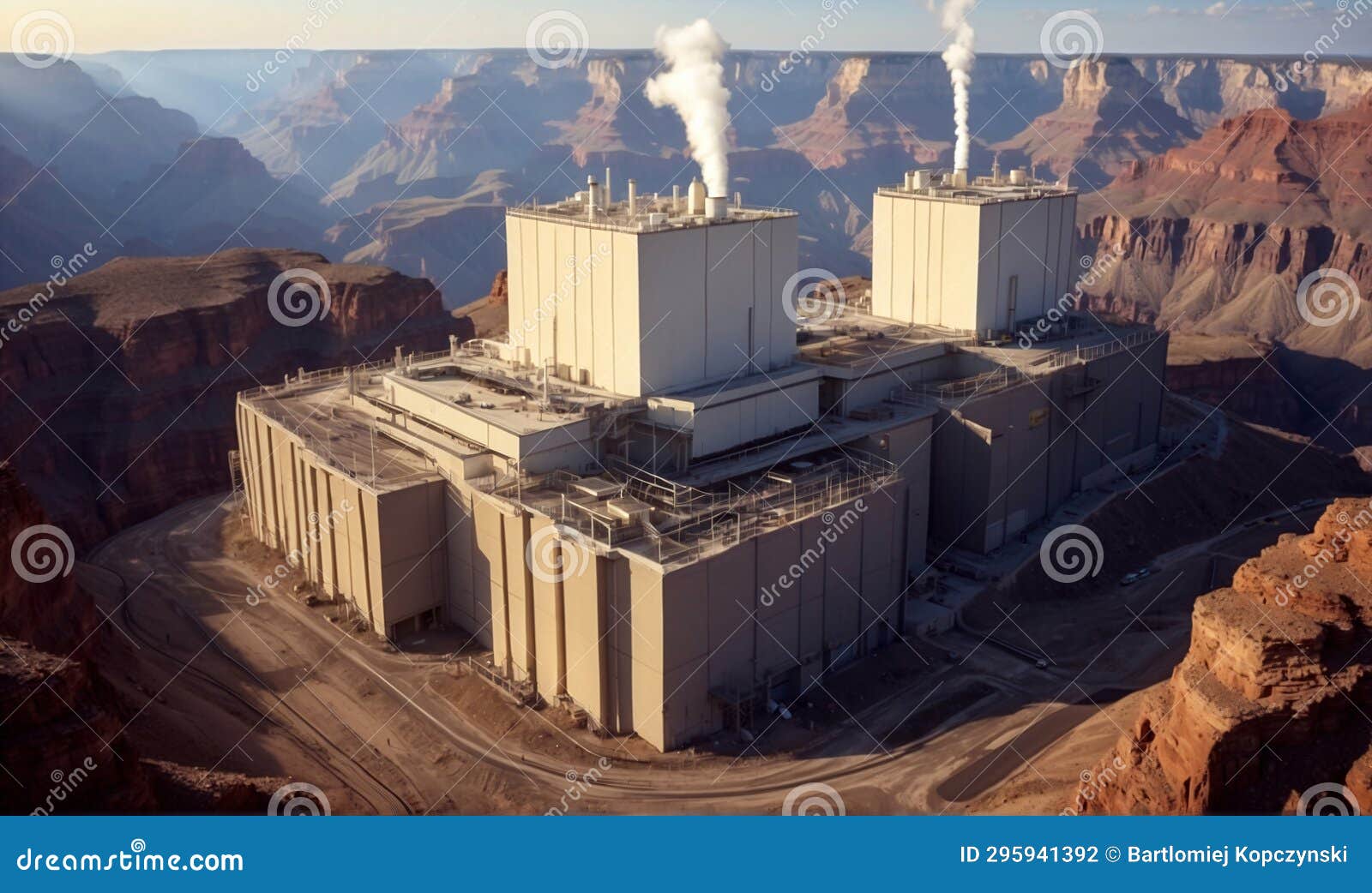 A Complex Of Buildings For A Massive Modern Nuclear Power Plant Located ...
