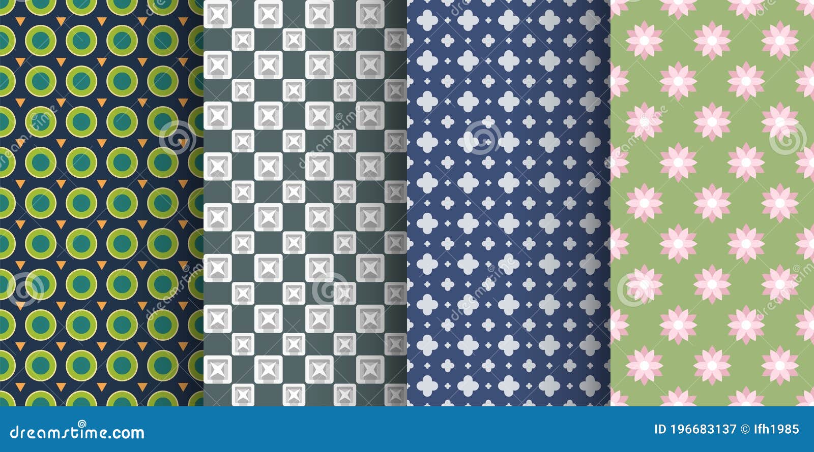 Complex Calm Seamless Pattern Backs in Set Stock Vector - Illustration ...